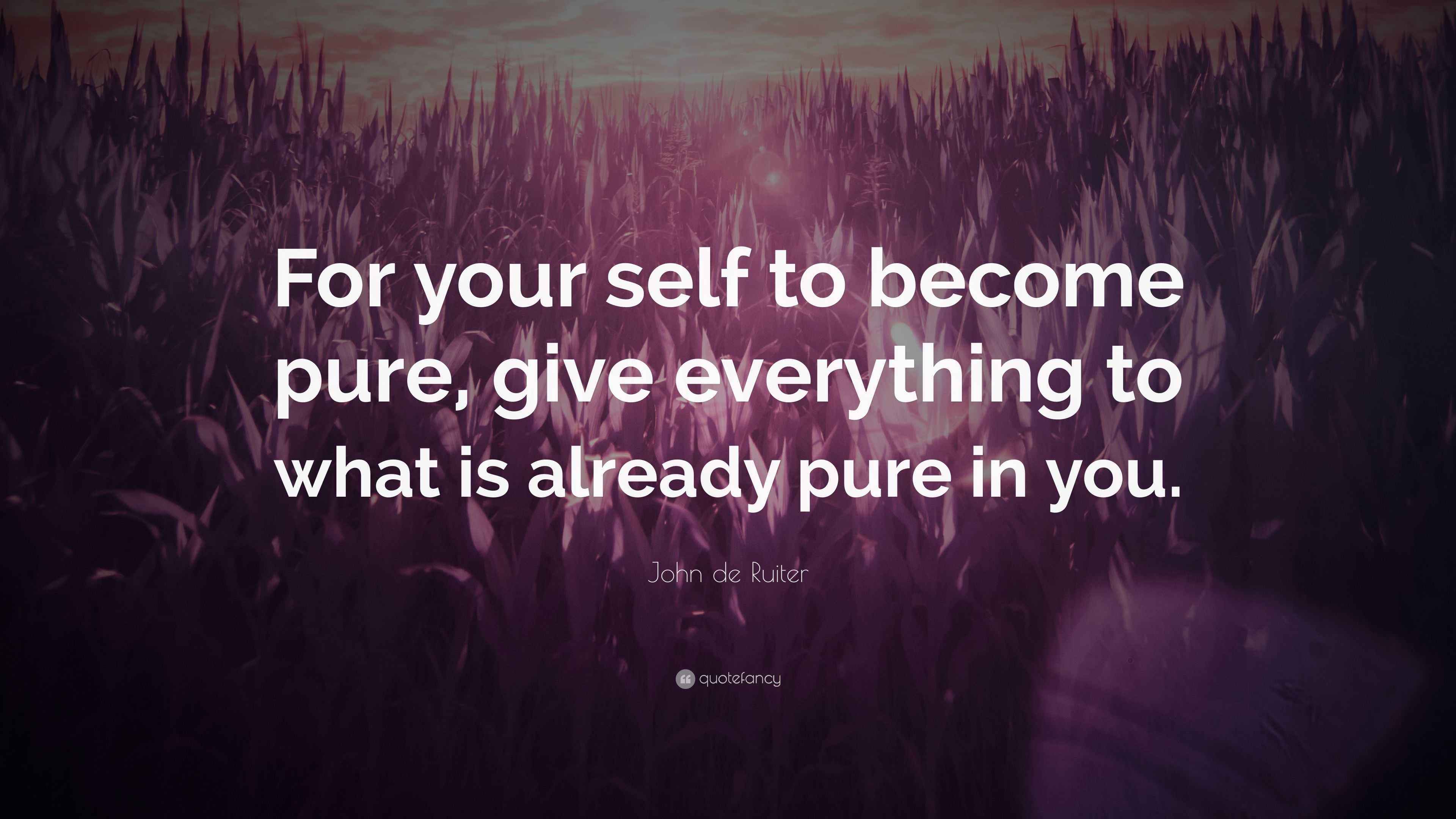 John de Ruiter Quote: “For your self to become pure, give everything to ...
