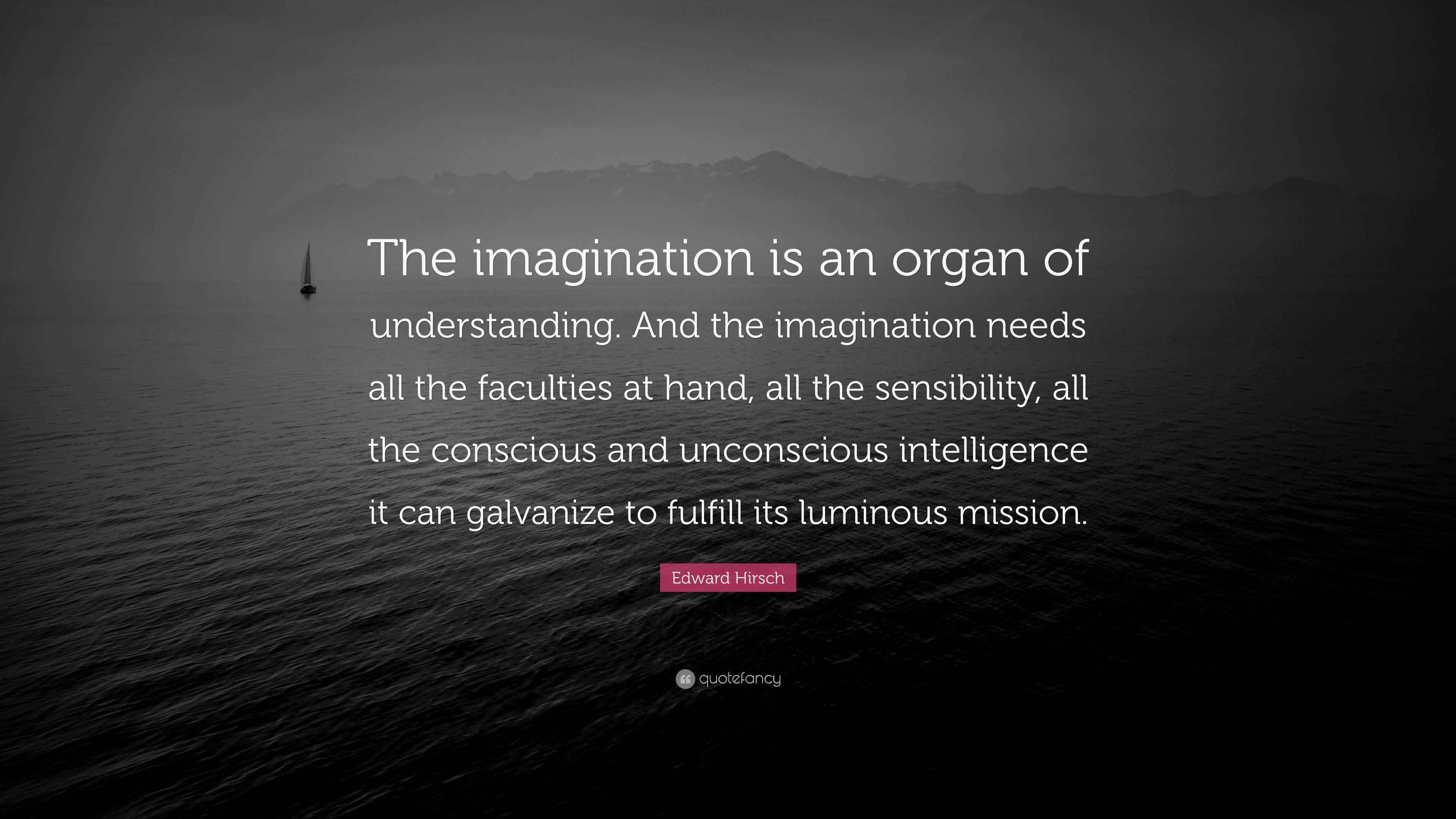 Edward Hirsch Quote: “The imagination is an organ of understanding. And ...