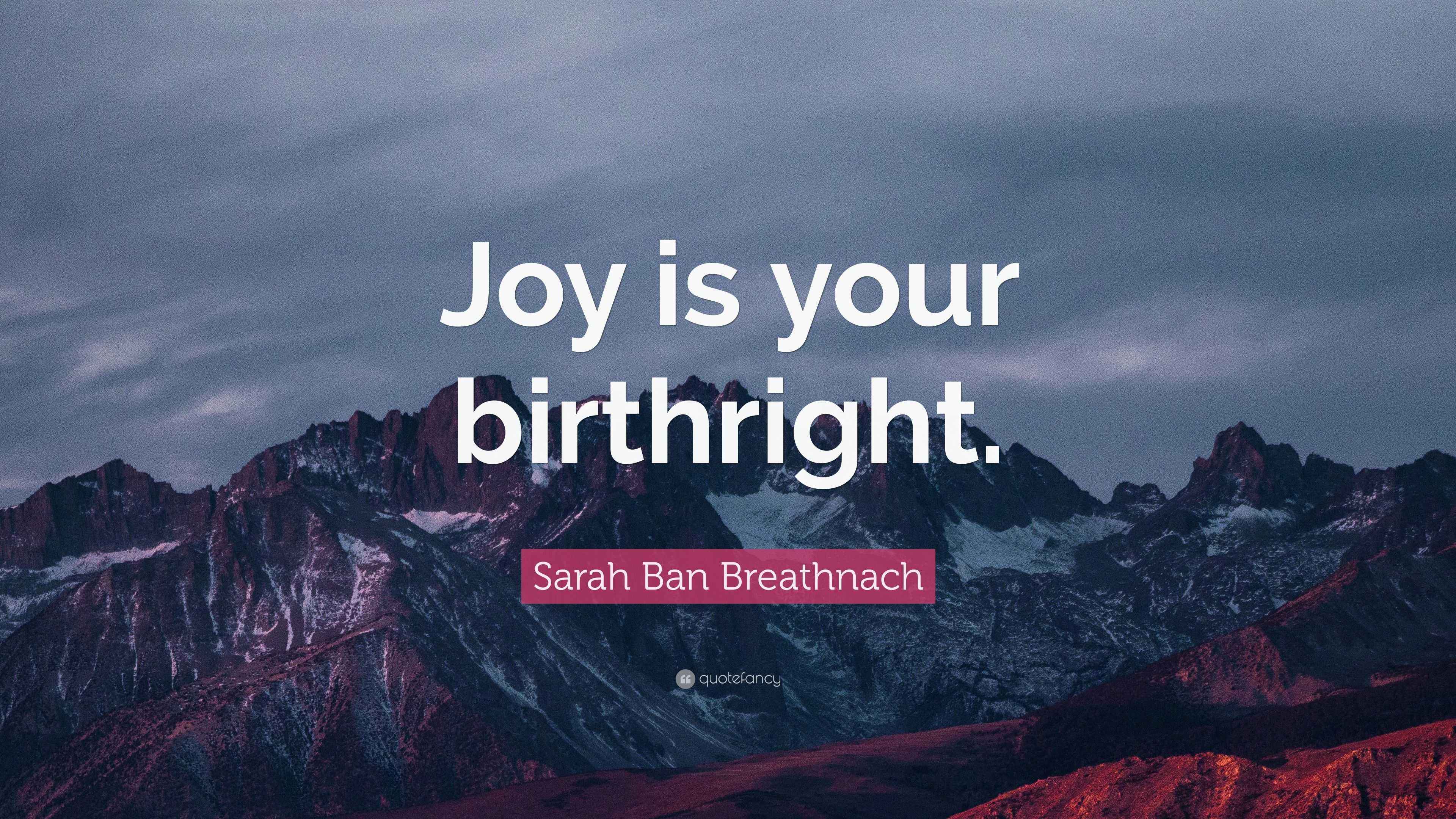 Sarah Ban Breathnach Quote: “Joy is your birthright.”