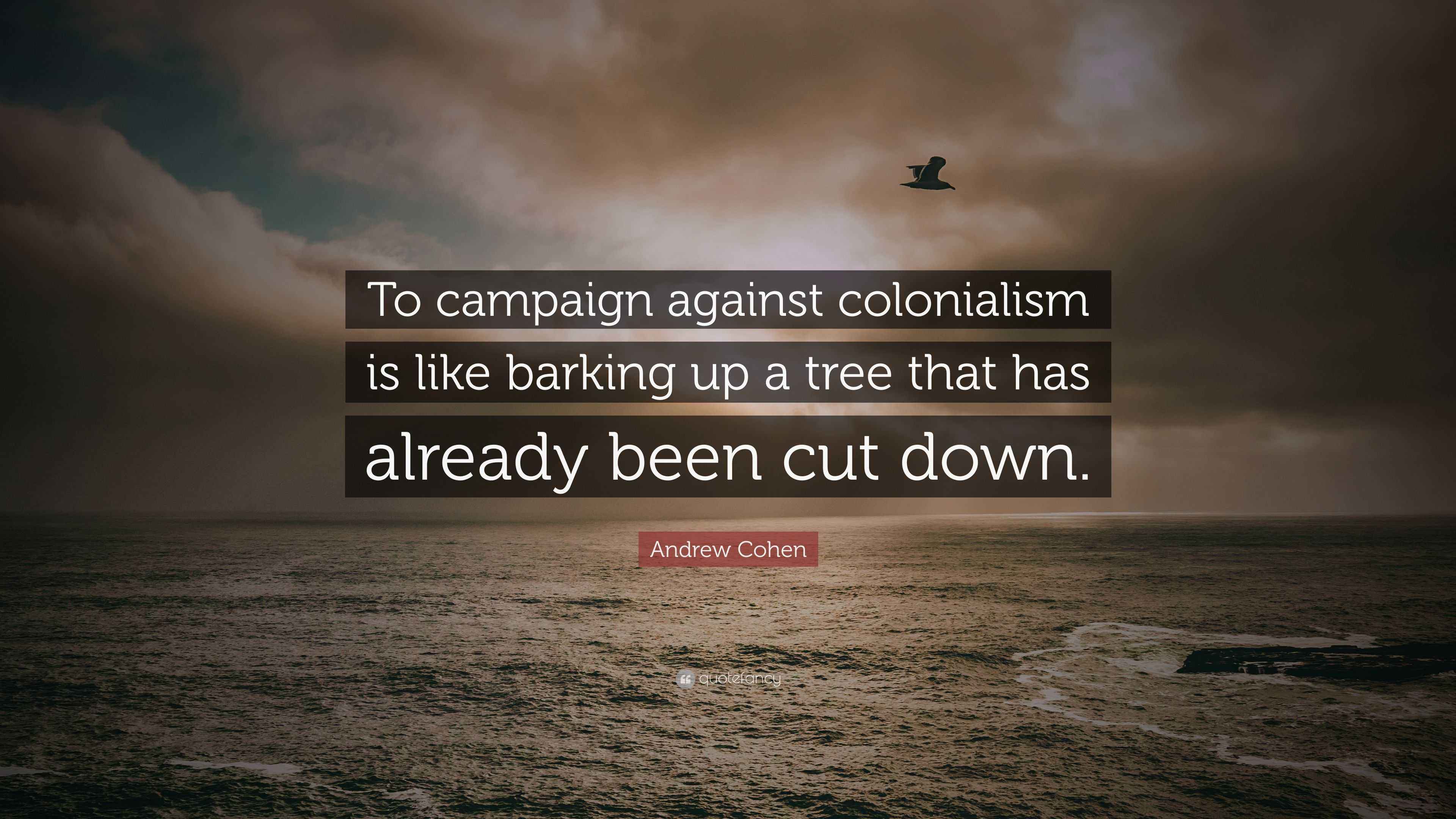 Andrew Cohen Quote: “To campaign against colonialism is like barking up ...
