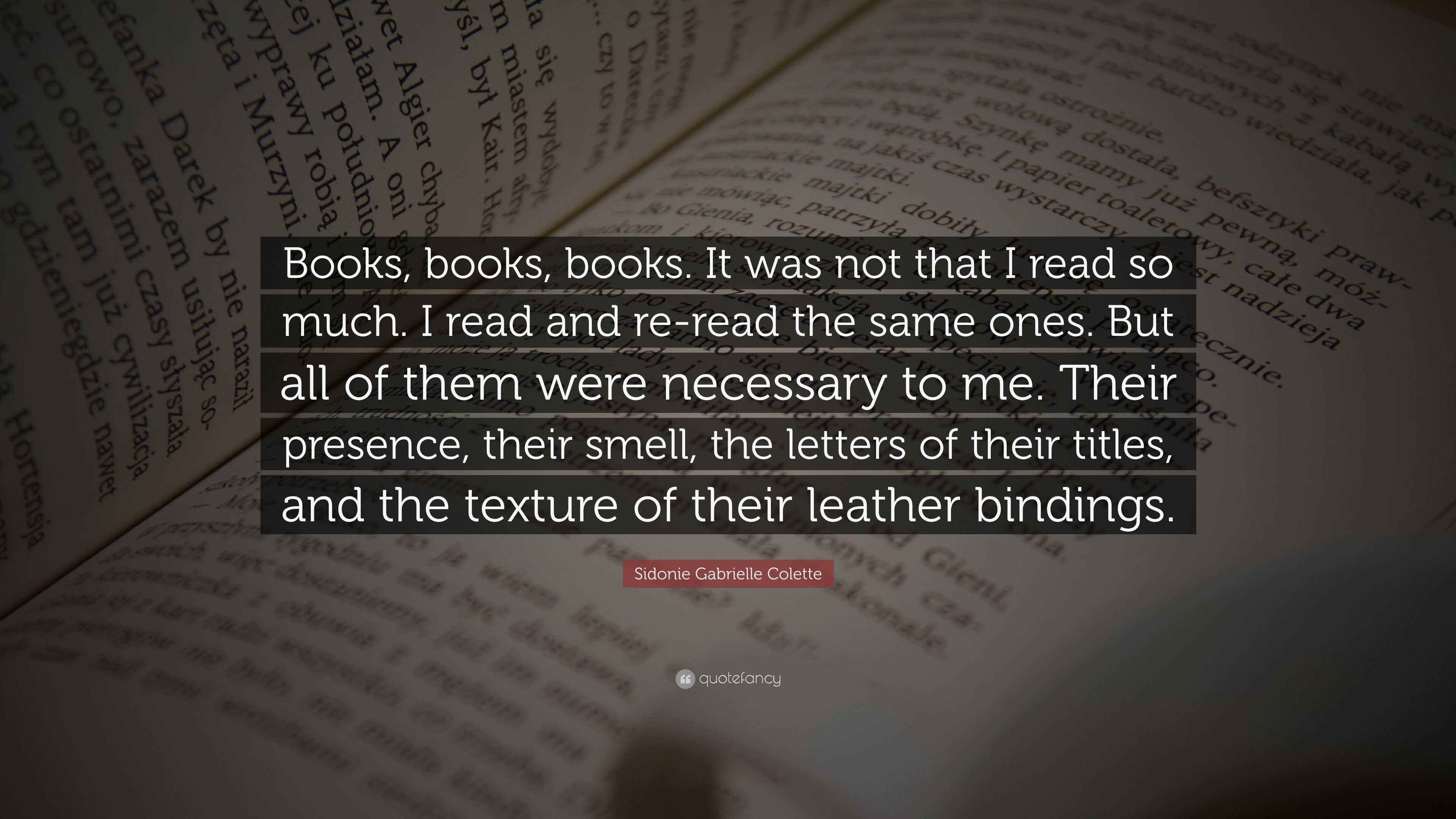 Sidonie Gabrielle Colette Quote: “Books, books, books. It was not that ...
