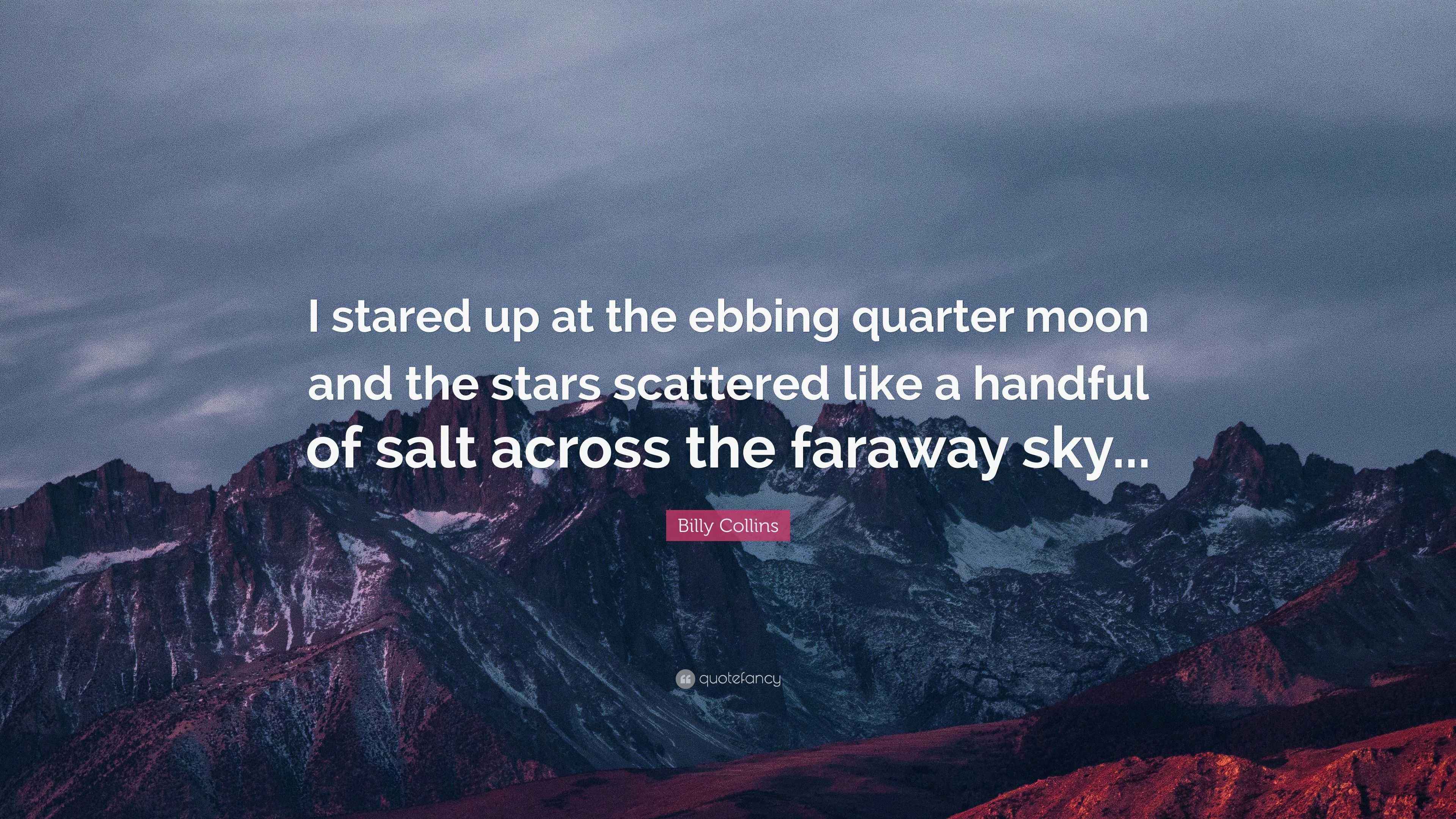 Billy Collins Quote: “I stared up at the ebbing quarter moon and the ...