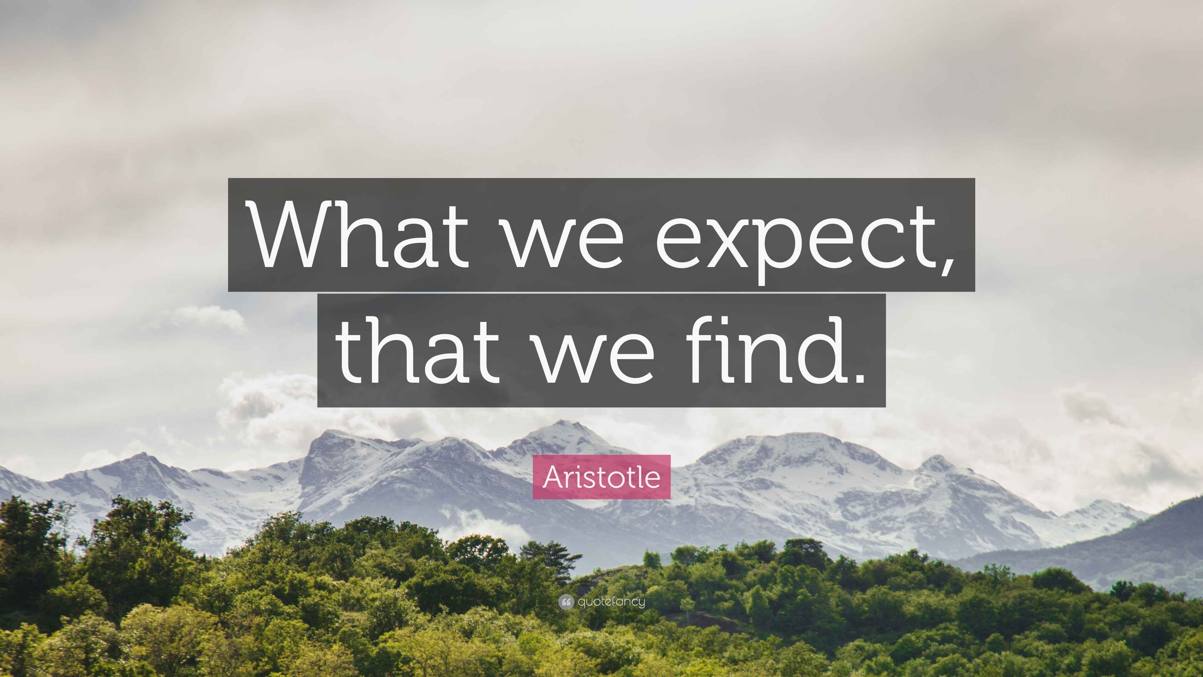 Aristotle Quote: “What we expect, that we find.”