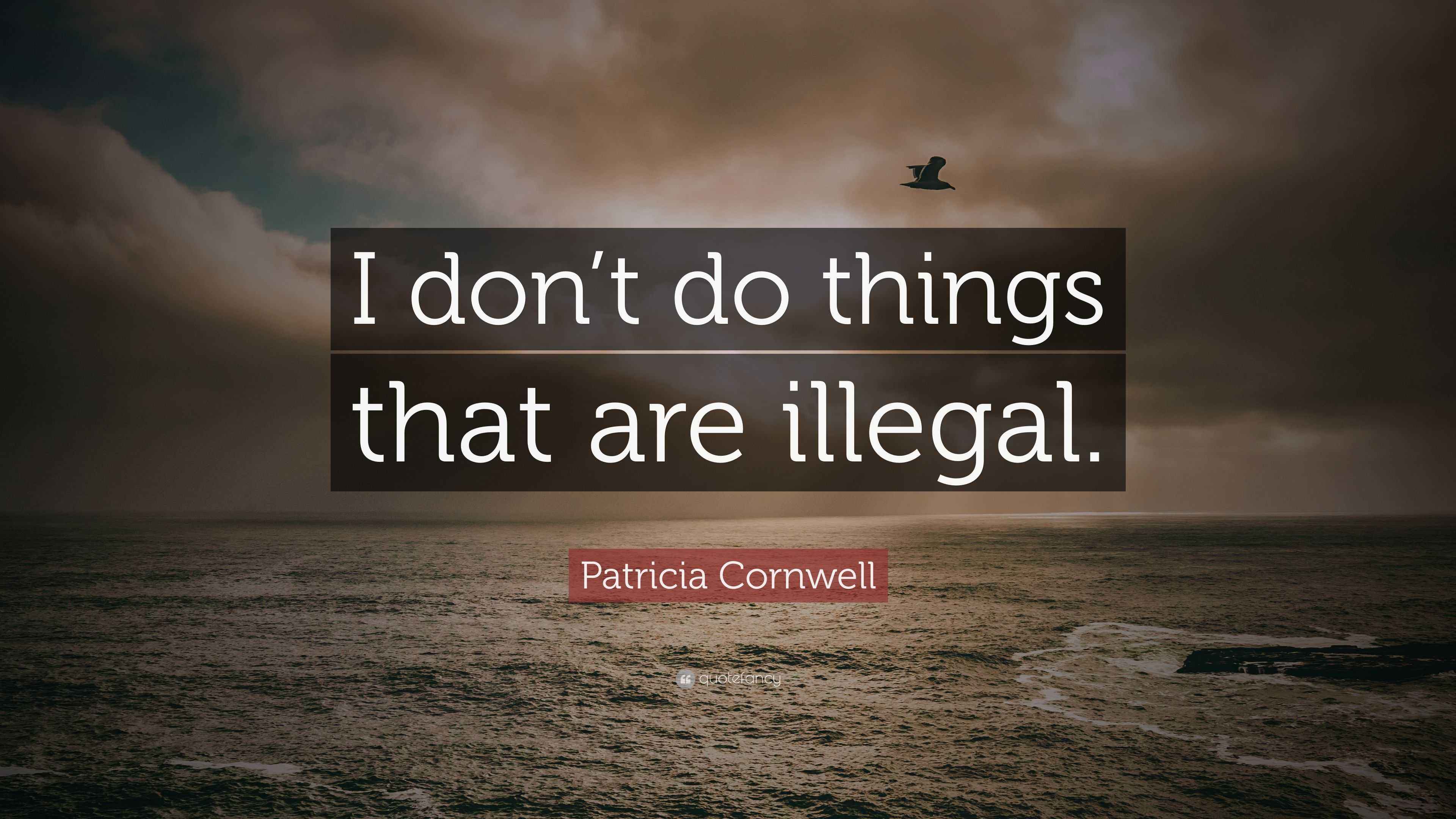 Patricia Cornwell Quote: “I don’t do things that are illegal.”