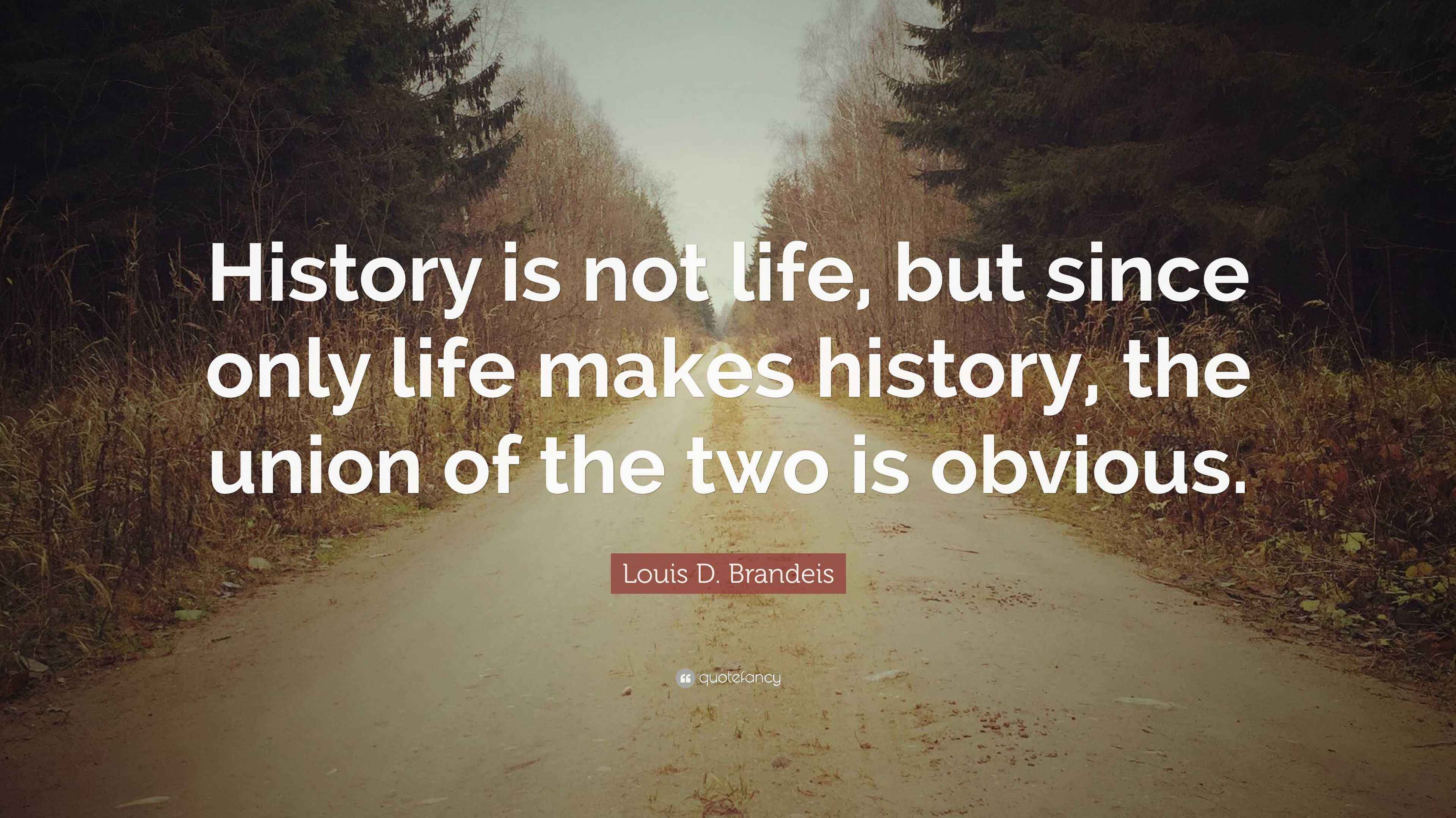 Louis D. Brandeis Quote: “History is not life, but since only life ...