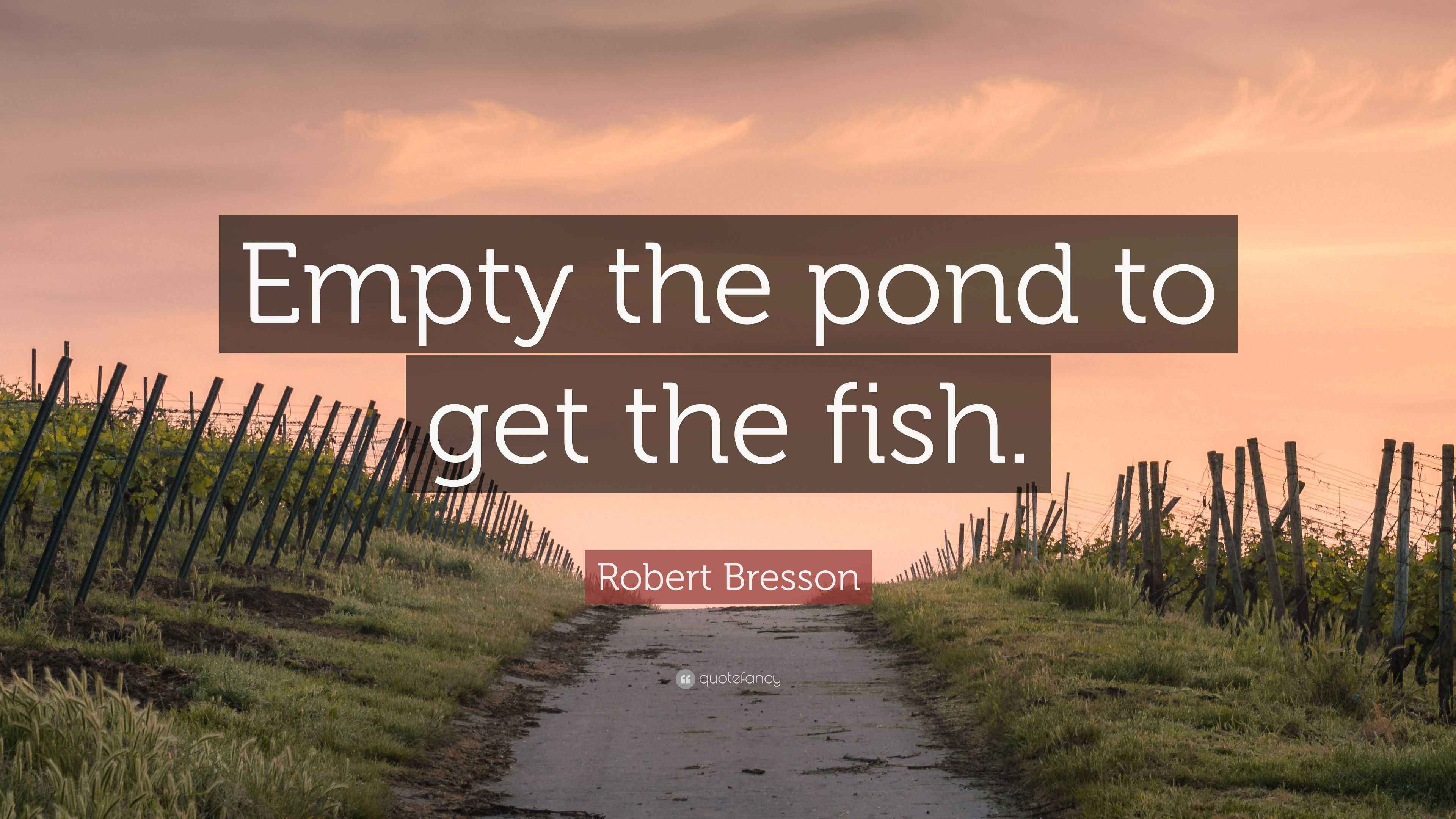 Robert Bresson Quote: “Empty the pond to get the fish.”