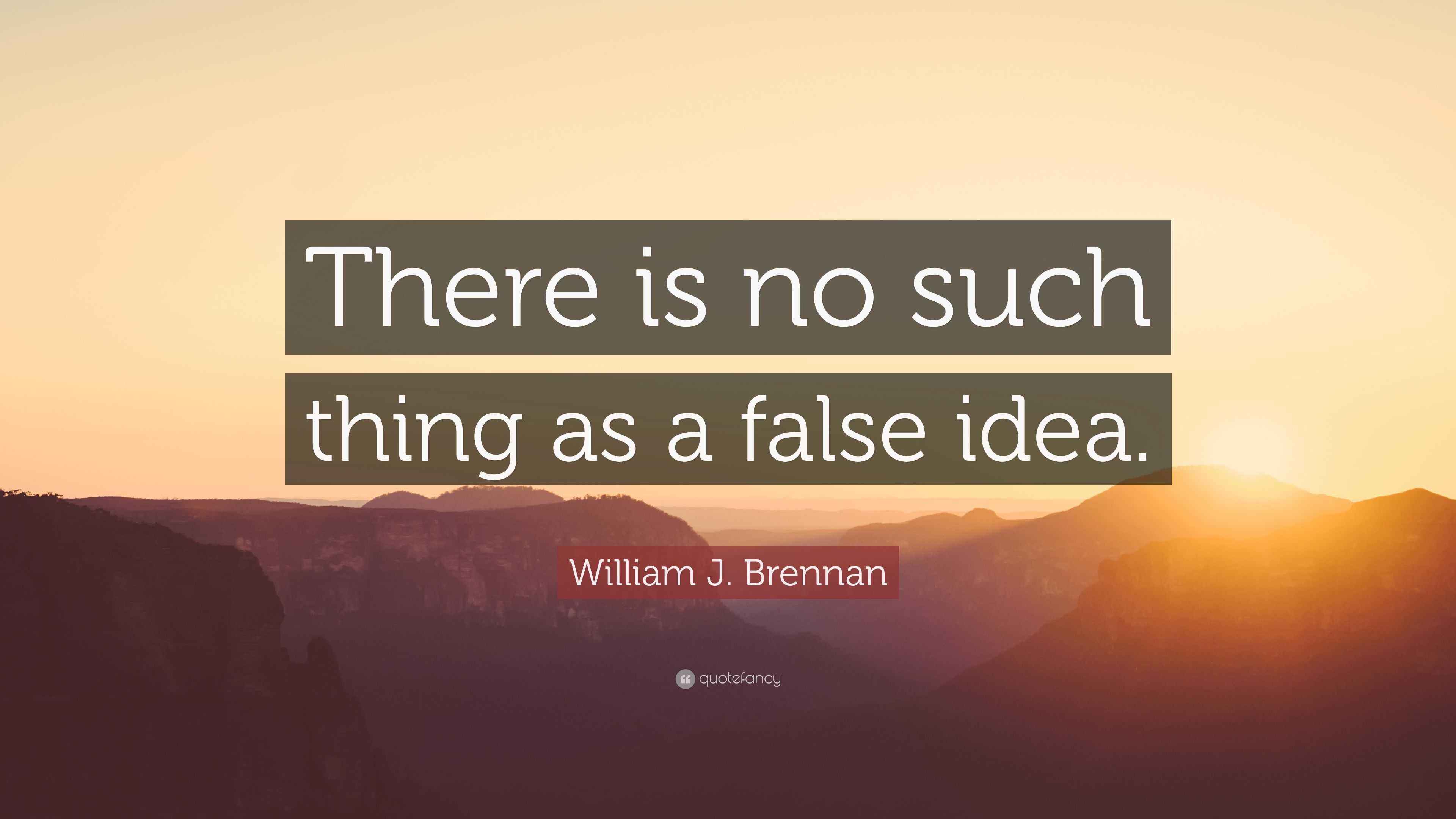 William J. Brennan Quote: “There is no such thing as a false idea.”