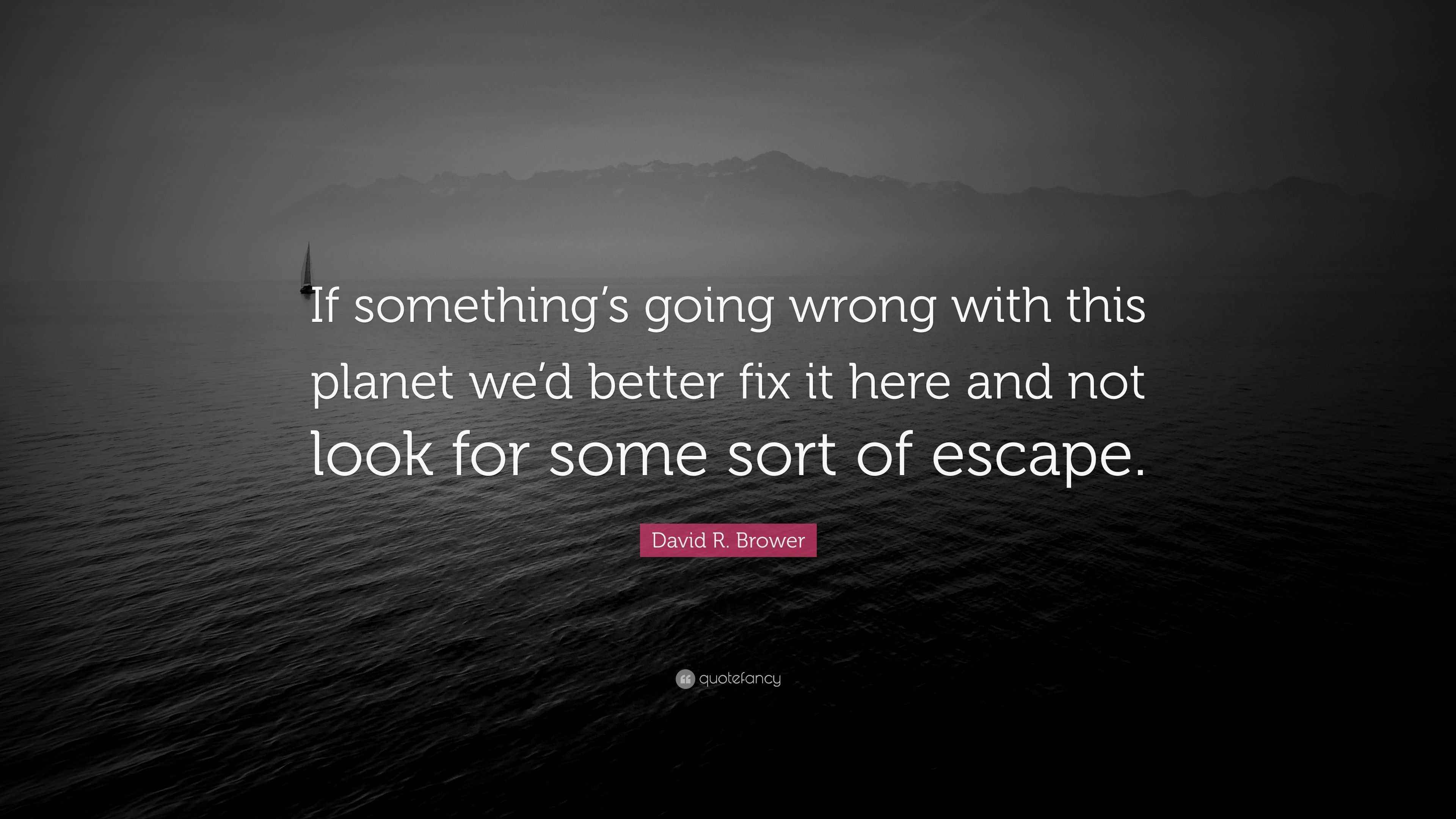 David R. Brower Quote: “If something’s going wrong with this planet we ...