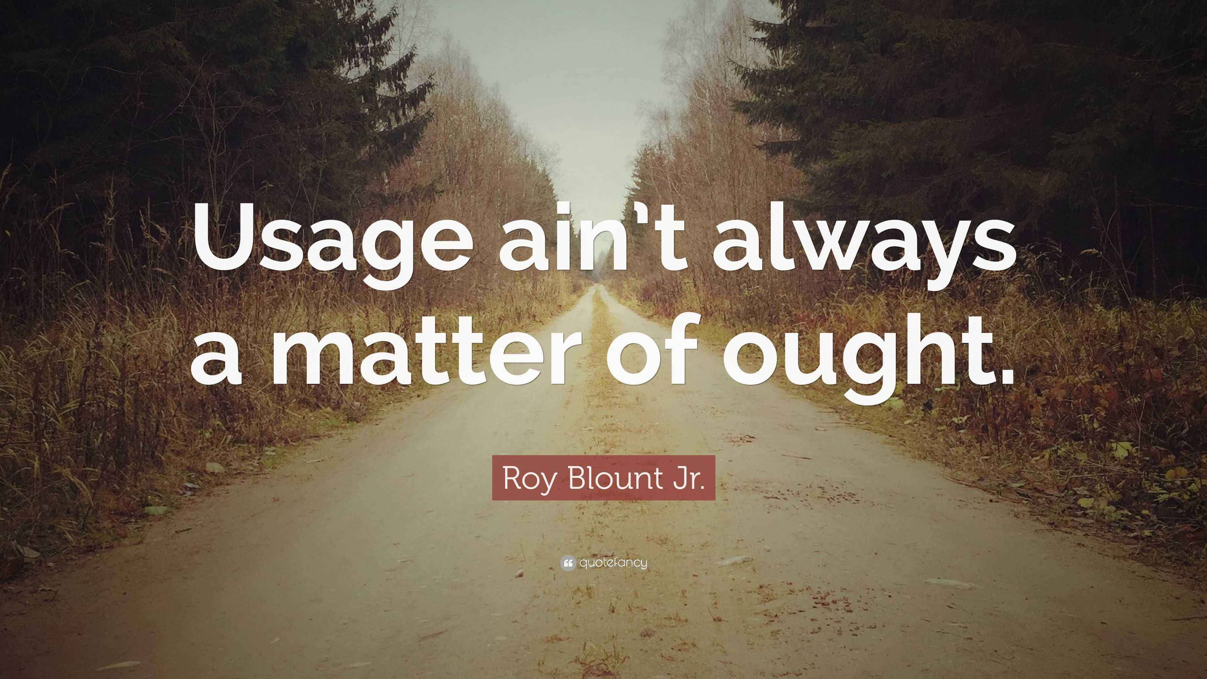 Roy Blount Jr. Quote: “Usage ain’t always a matter of ought.”