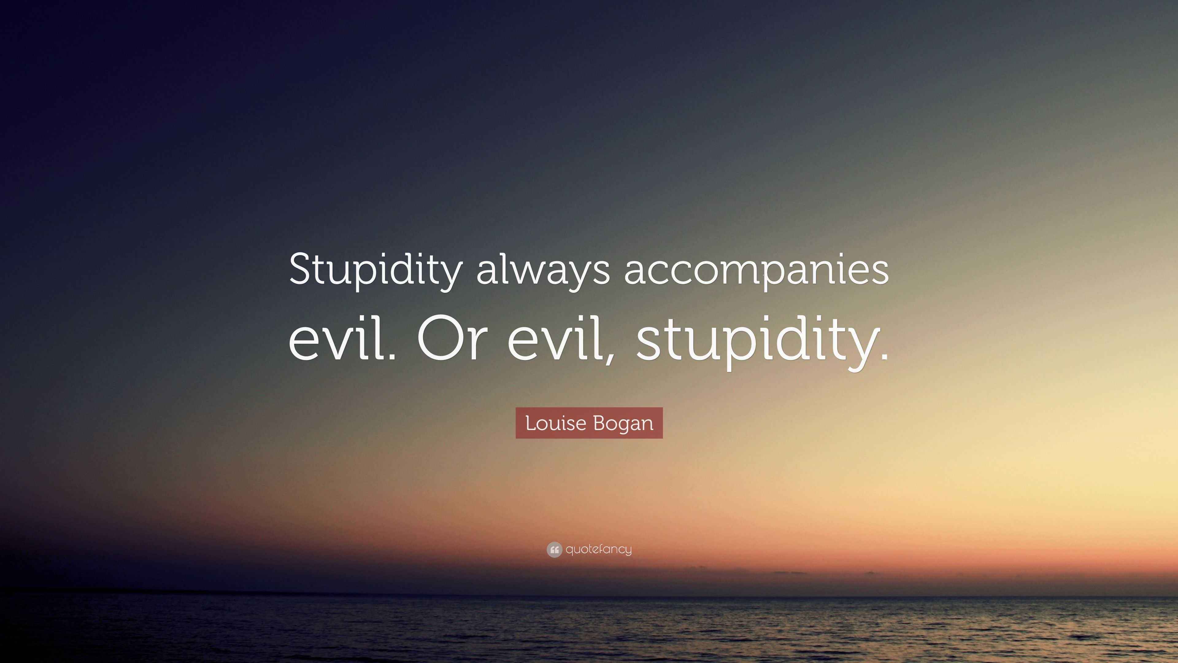 Louise Bogan Quote: “Stupidity always accompanies evil. Or evil ...