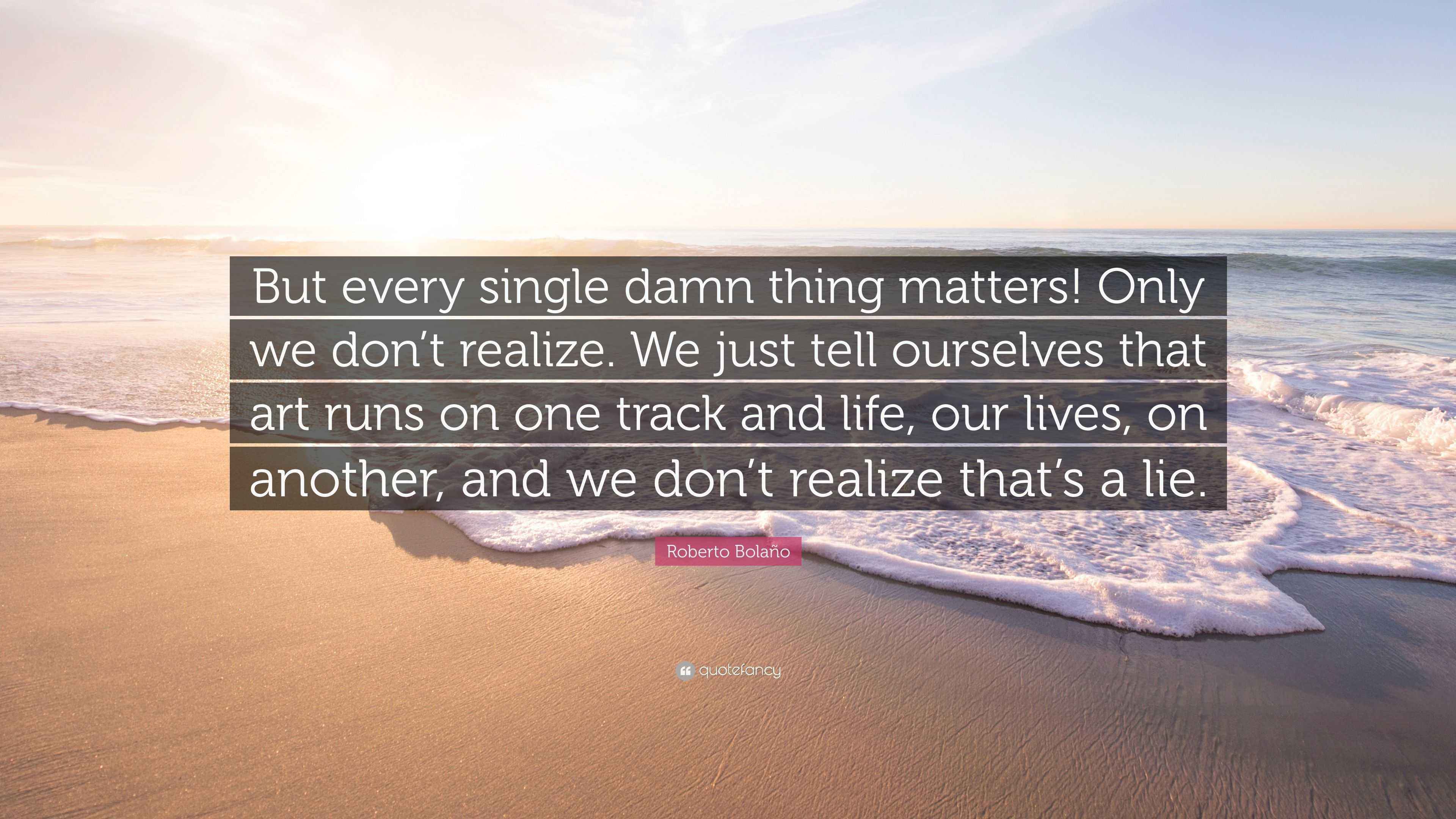 Roberto Bolaño Quote: “But every single damn thing matters! Only we don ...