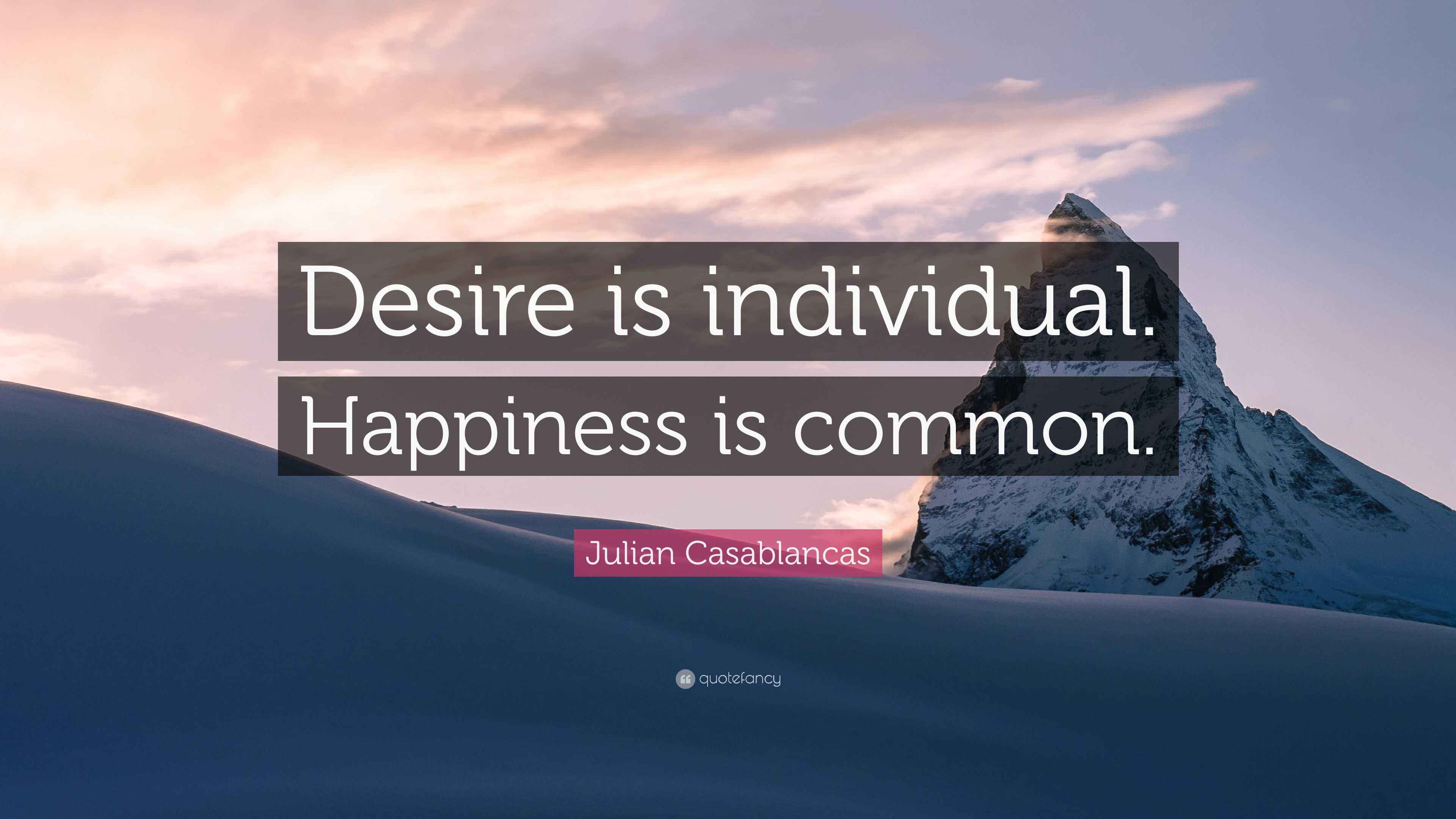 Julian Casablancas Quote: “Desire is individual. Happiness is common.”