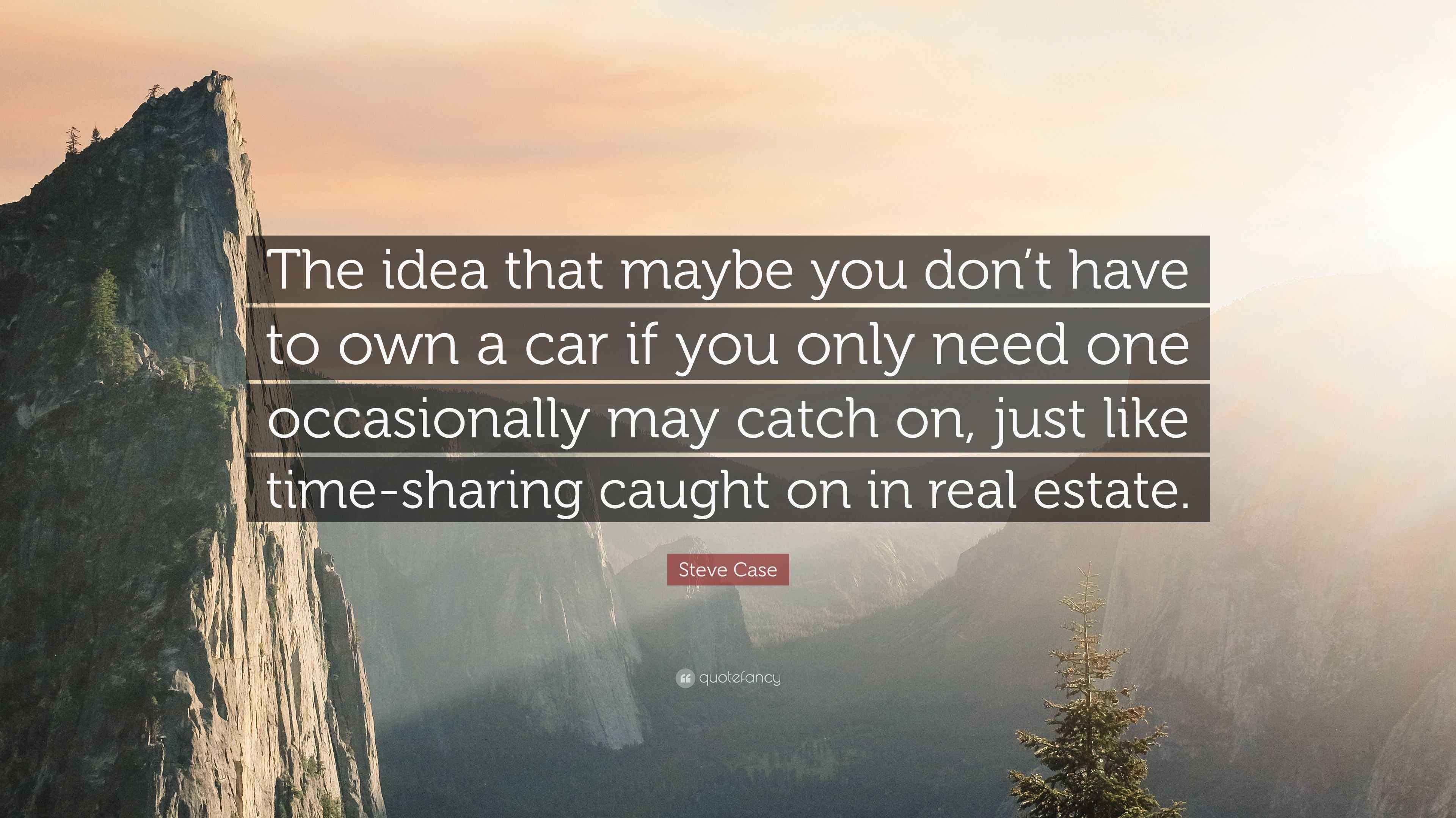 Steve Case Quote: “The idea that maybe you don’t have to own a car if ...