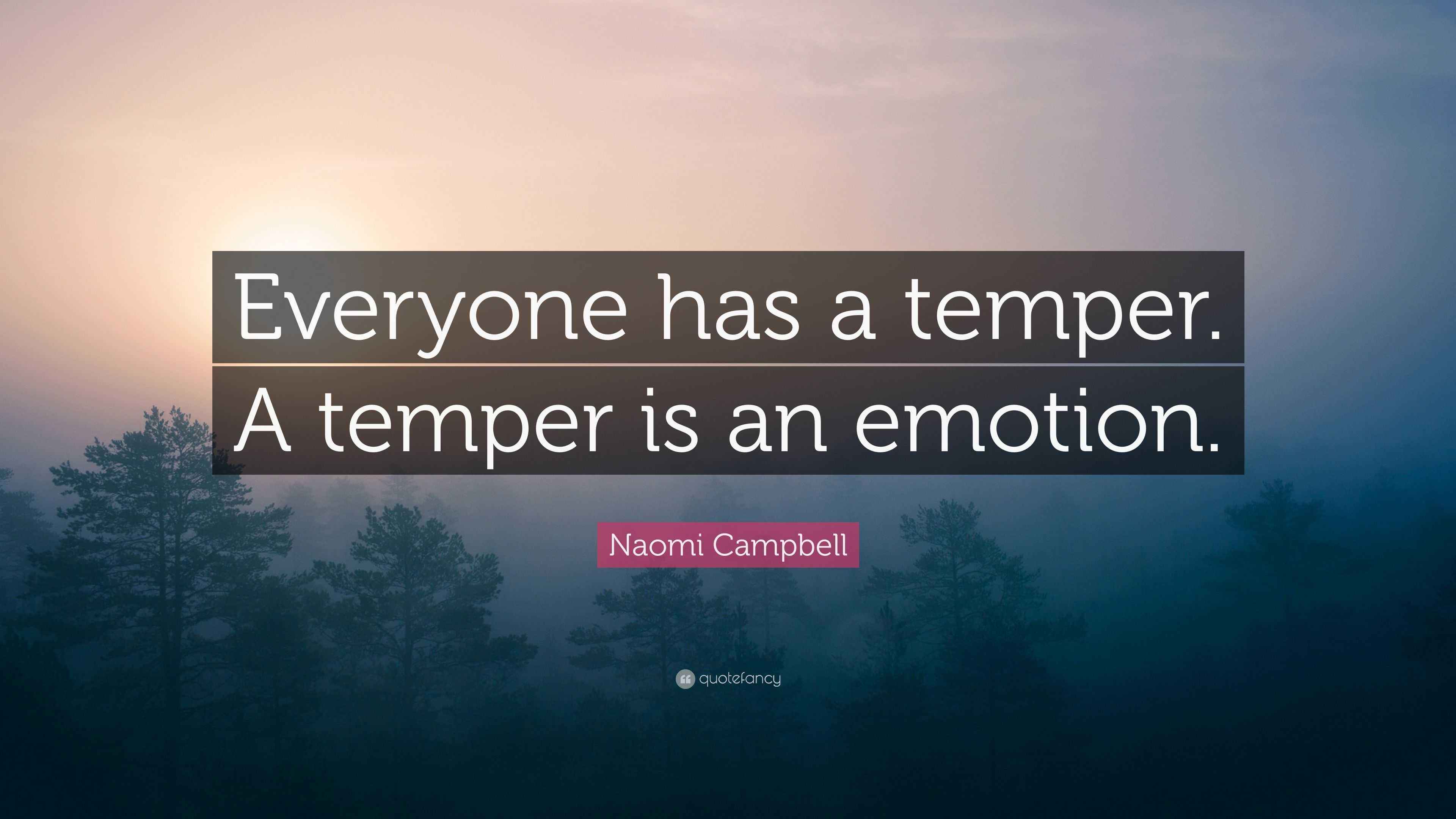 Naomi Campbell Quote: “Everyone has a temper. A temper is an emotion.”