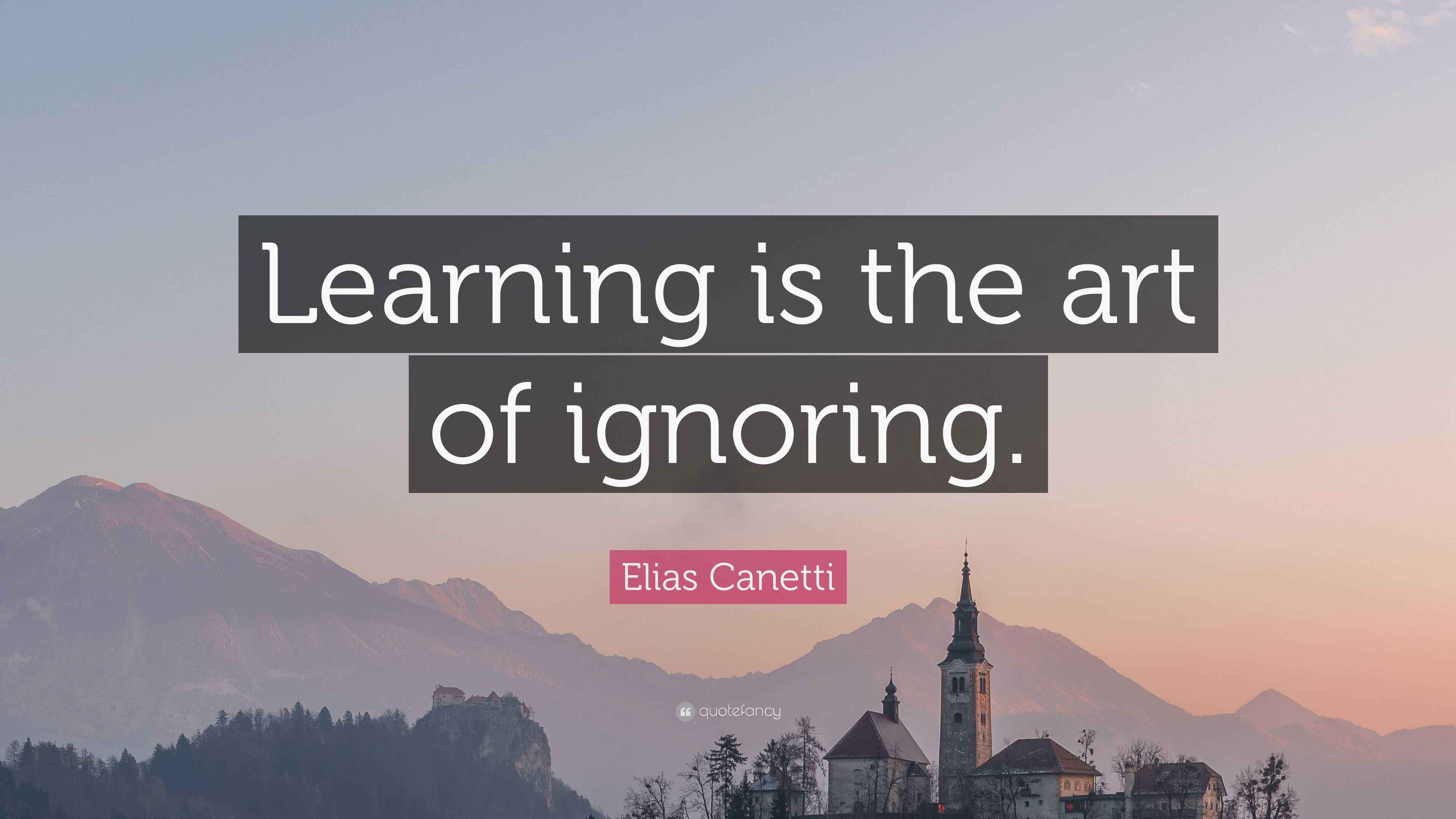 Elias Canetti Quote: “Learning is the art of ignoring.”