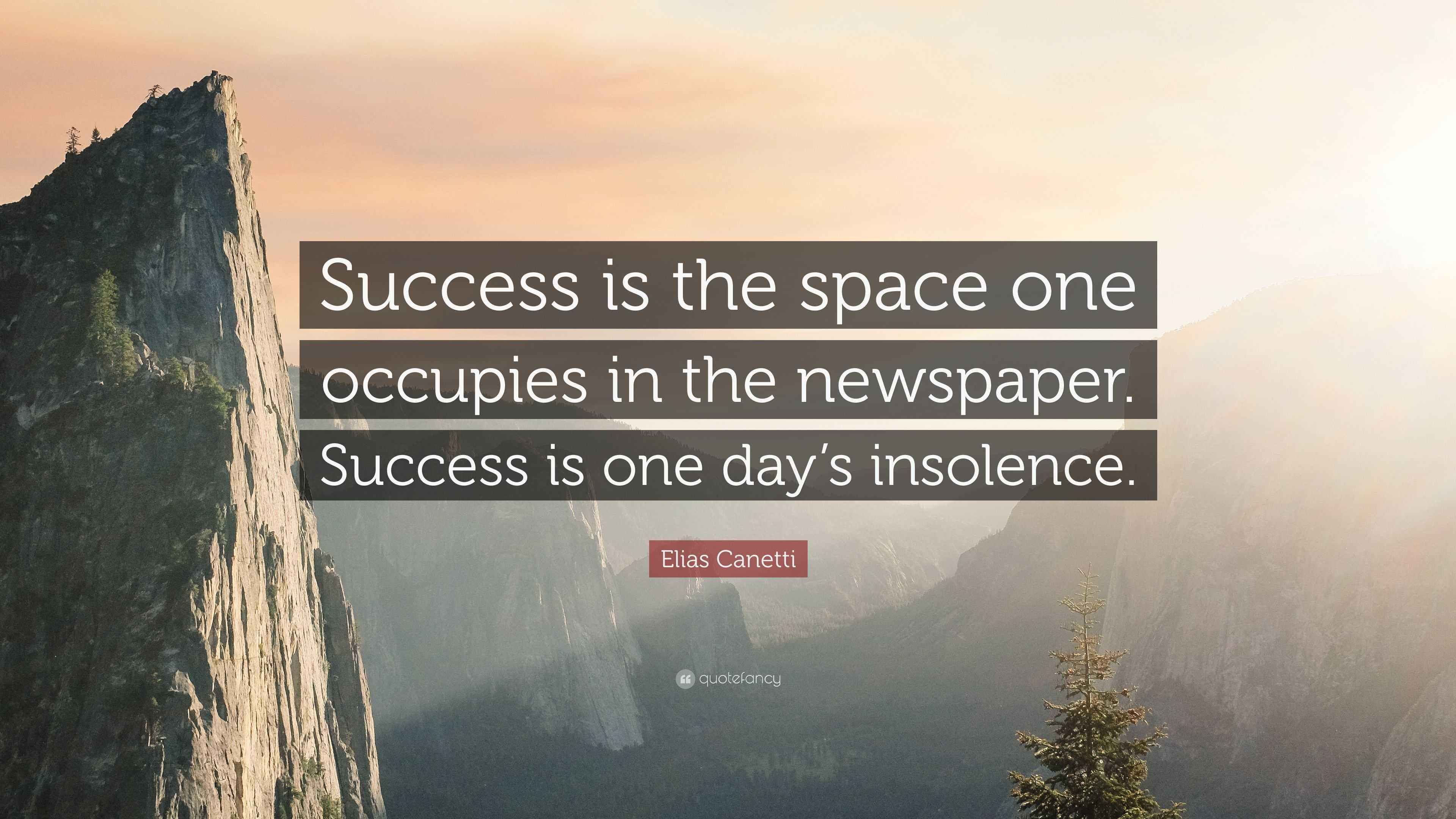 Elias Canetti Quote: “Success is the space one occupies in the ...