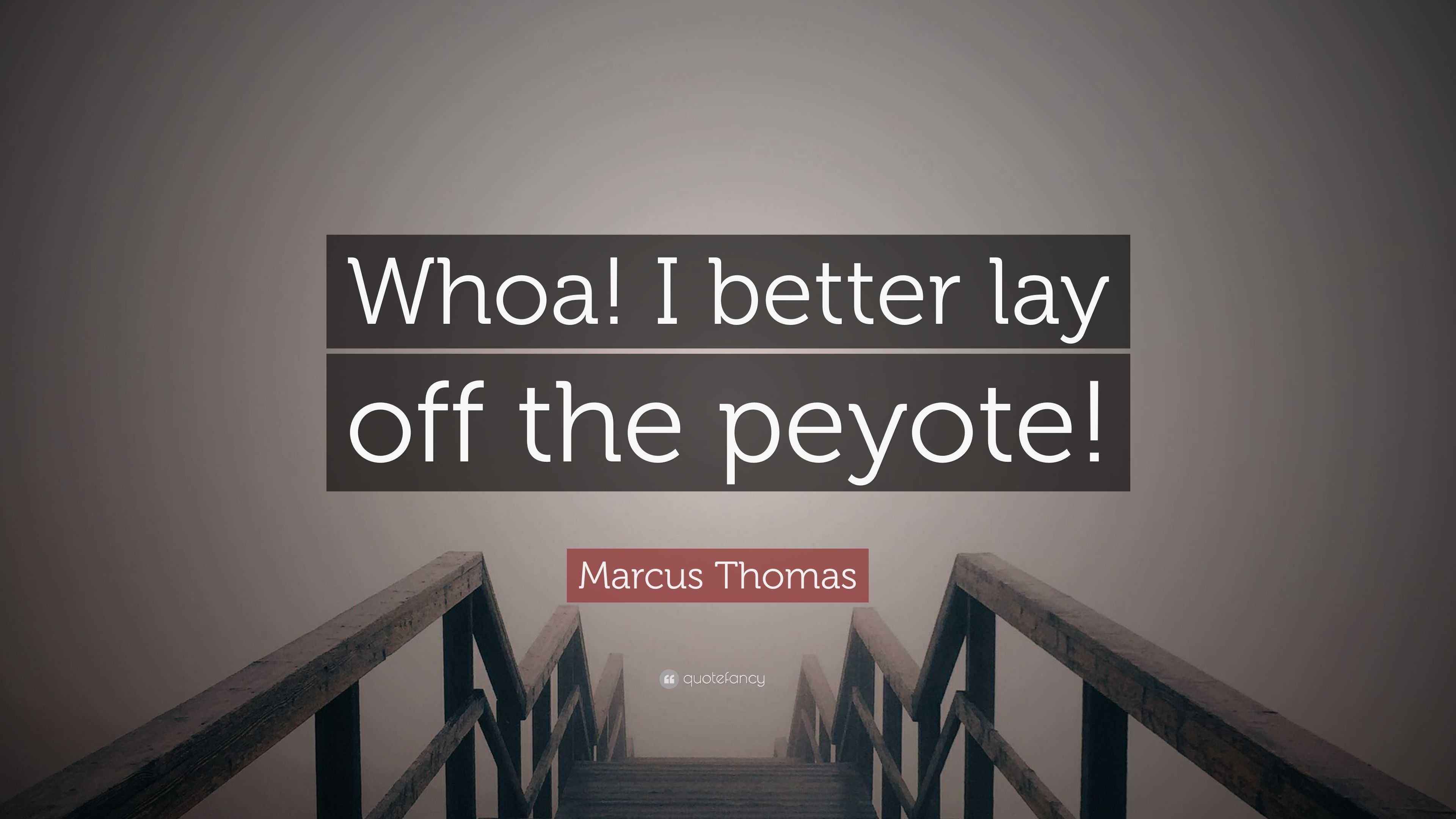 Marcus Thomas Quote: “Whoa! I better lay off the peyote!”