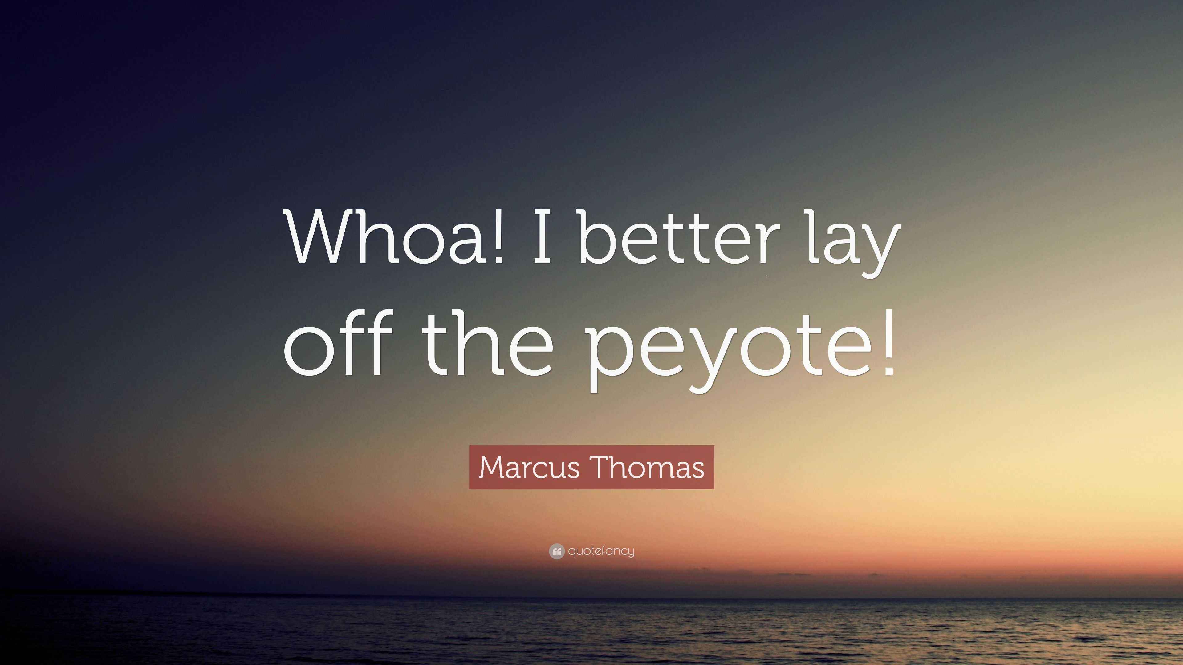 Marcus Thomas Quote: “Whoa! I better lay off the peyote!”