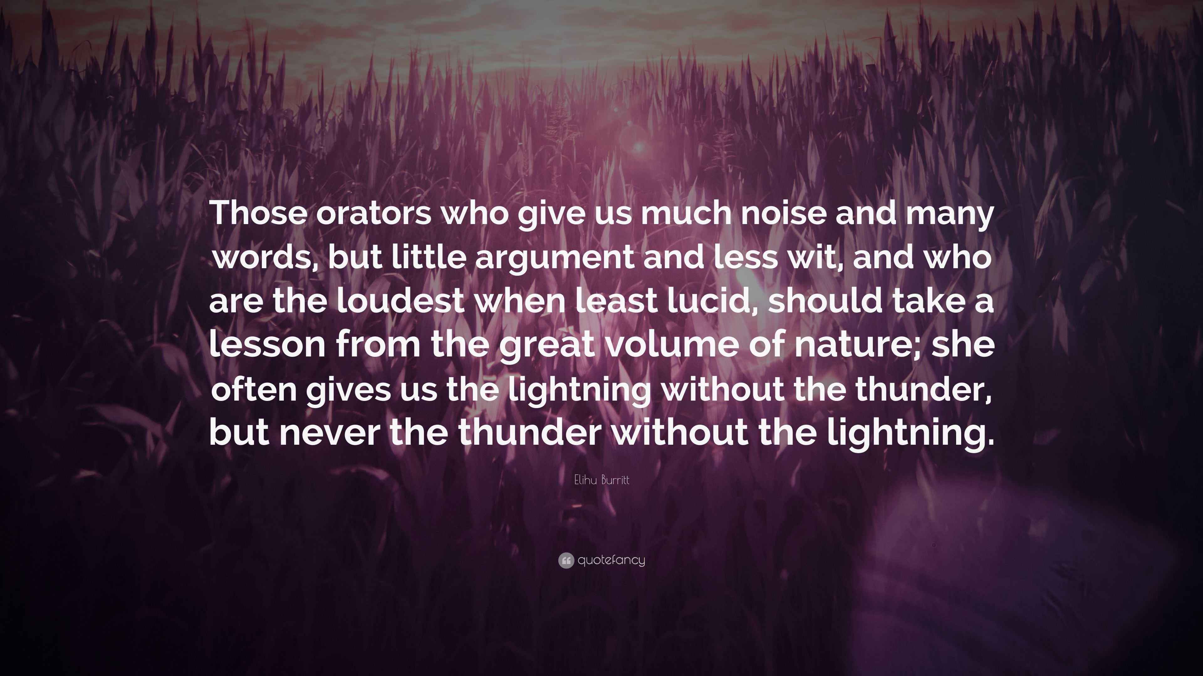 Elihu Burritt Quote: “Those orators who give us much noise and many ...