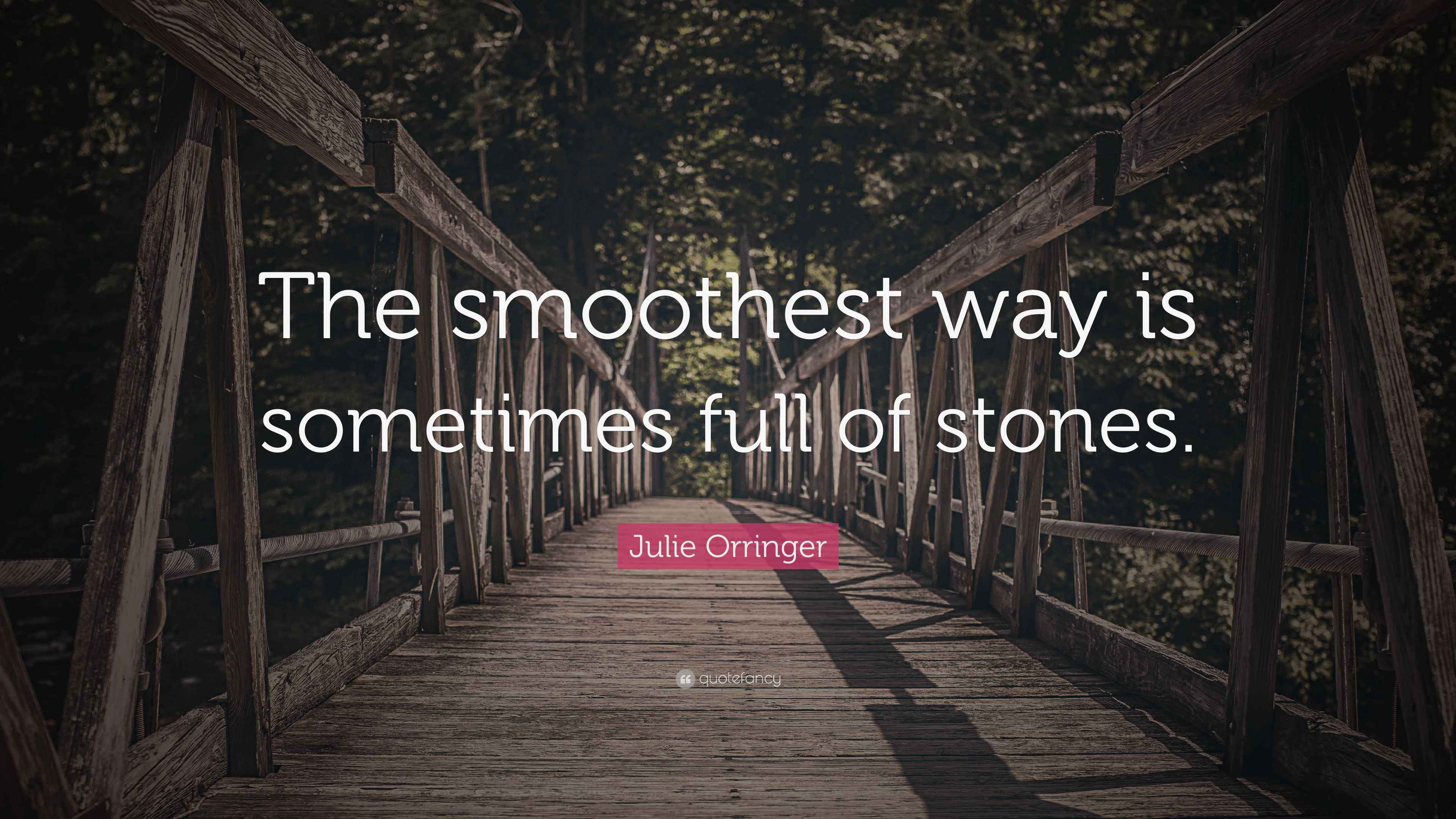 Julie Orringer Quote: “The smoothest way is sometimes full of stones.”