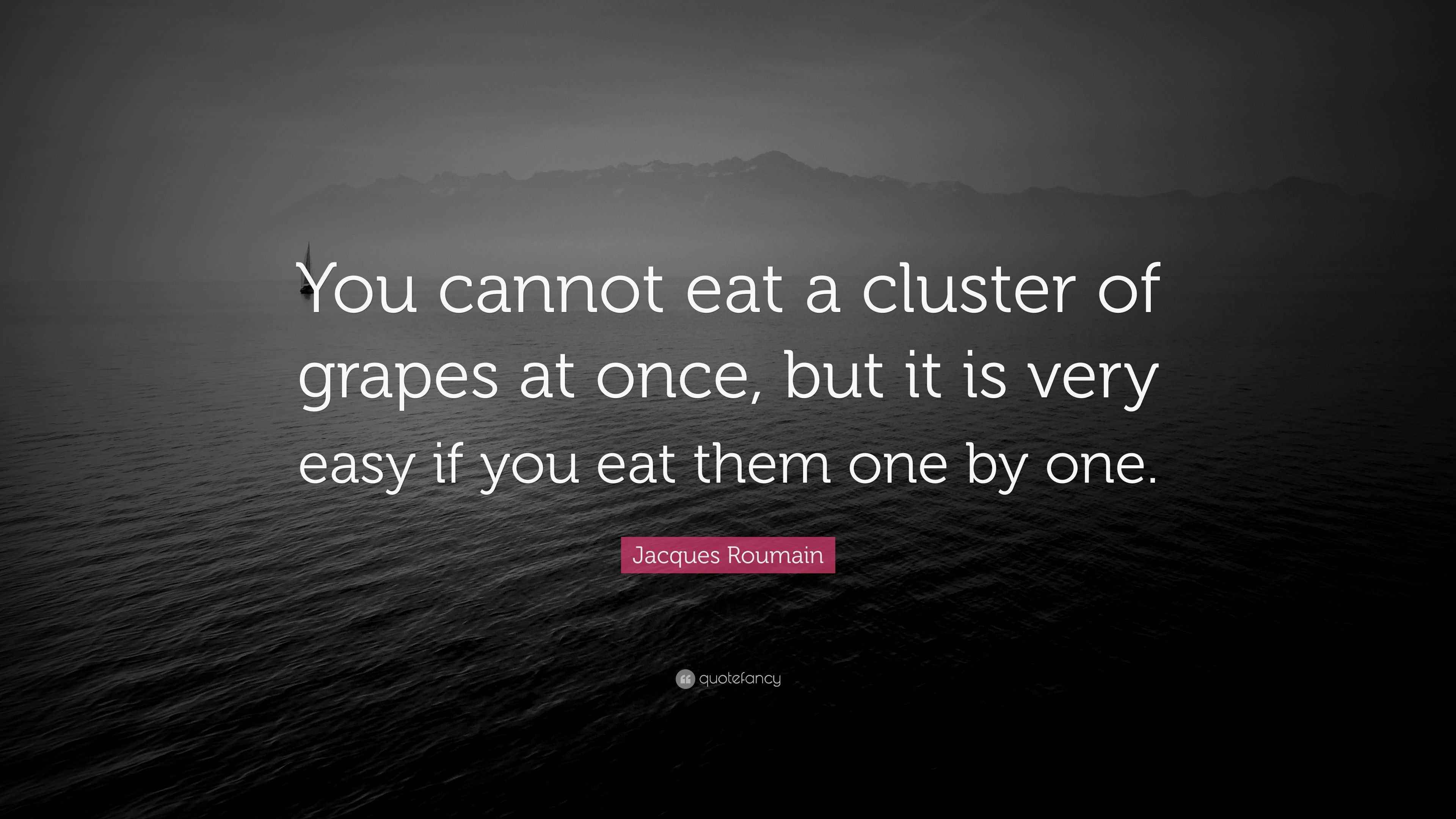 Jacques Roumain Quote: “You cannot eat a cluster of grapes at once, but ...
