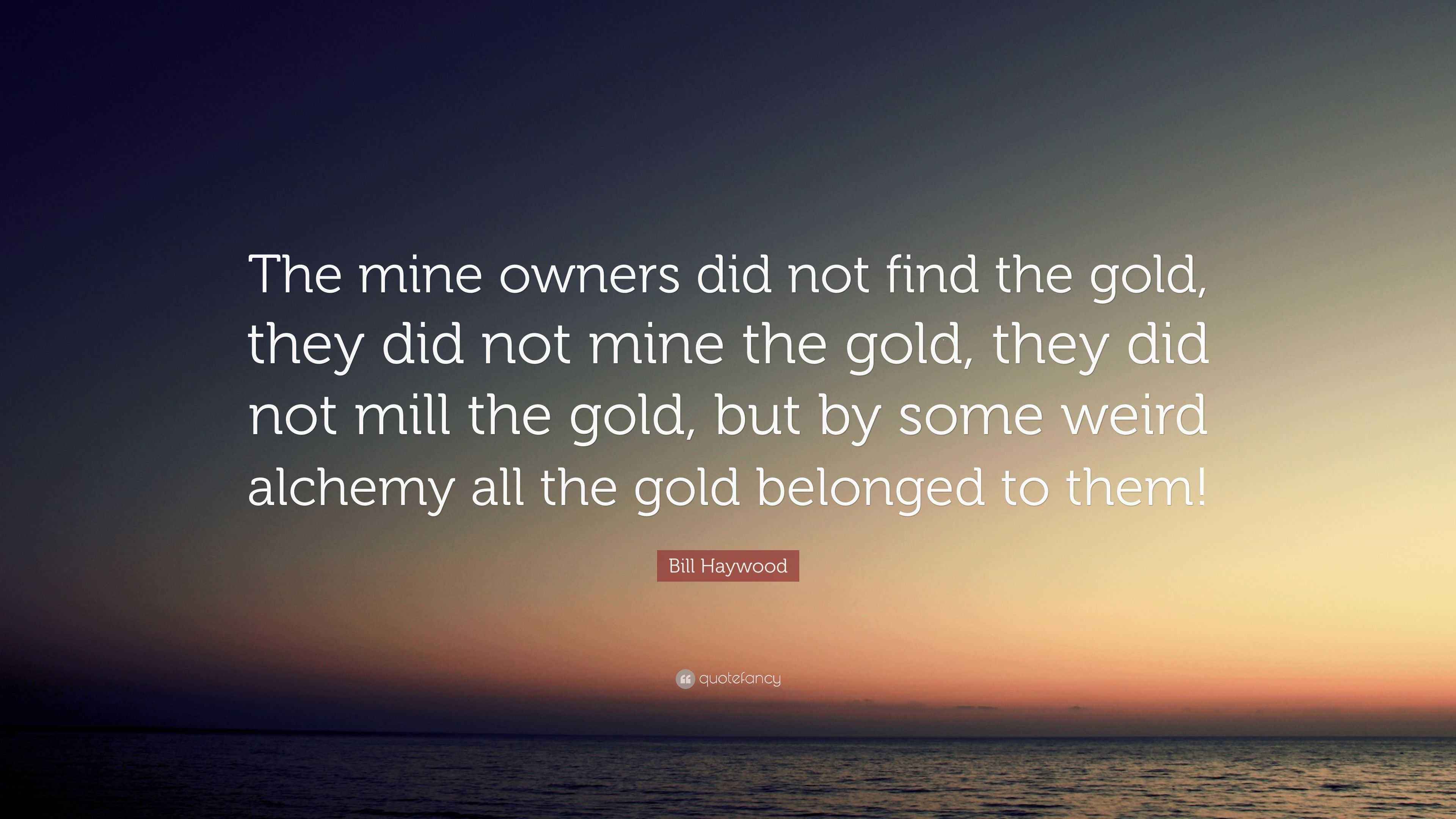 Bill Haywood Quote: “The mine owners did not find the gold, they did ...