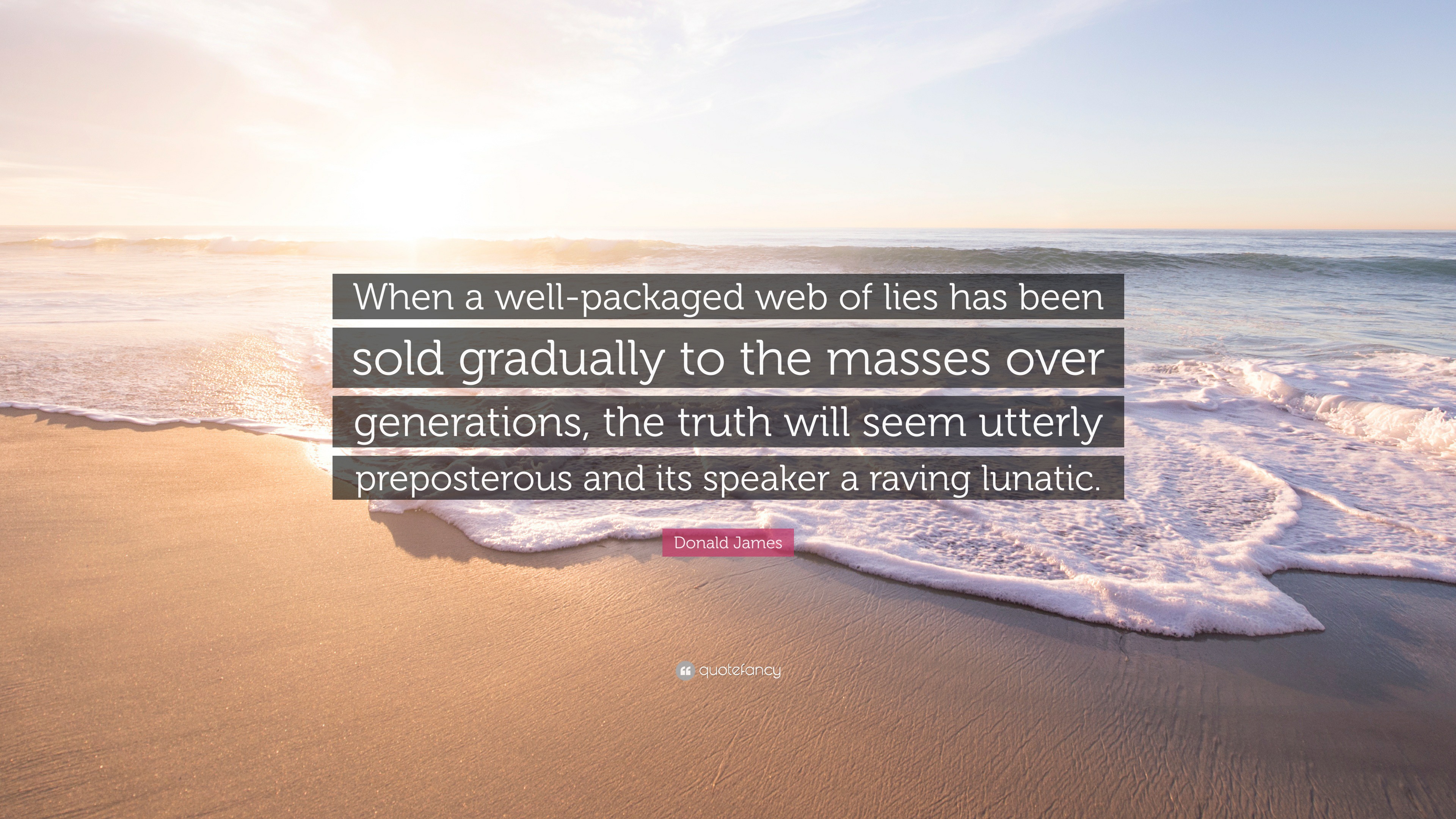 Donald James Quote: “When a well-packaged web of lies has been sold ...