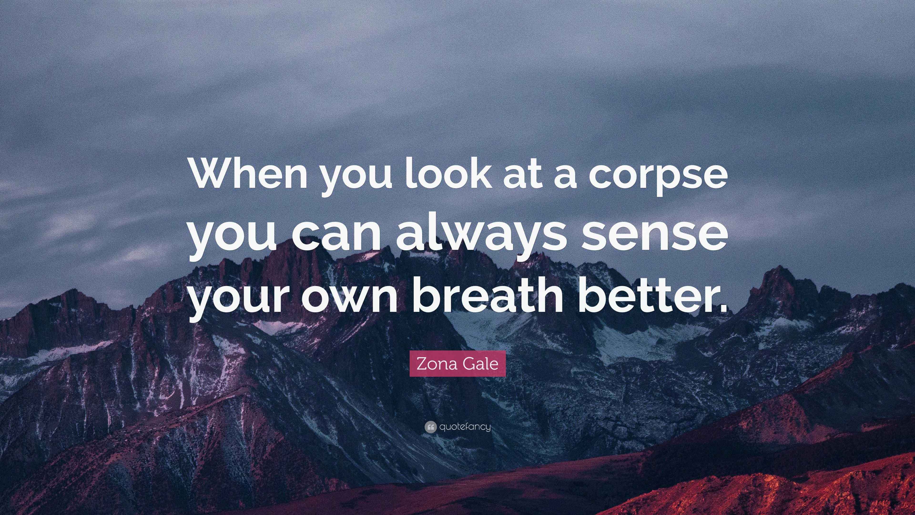Zona Gale Quote: “When you look at a corpse you can always sense your ...