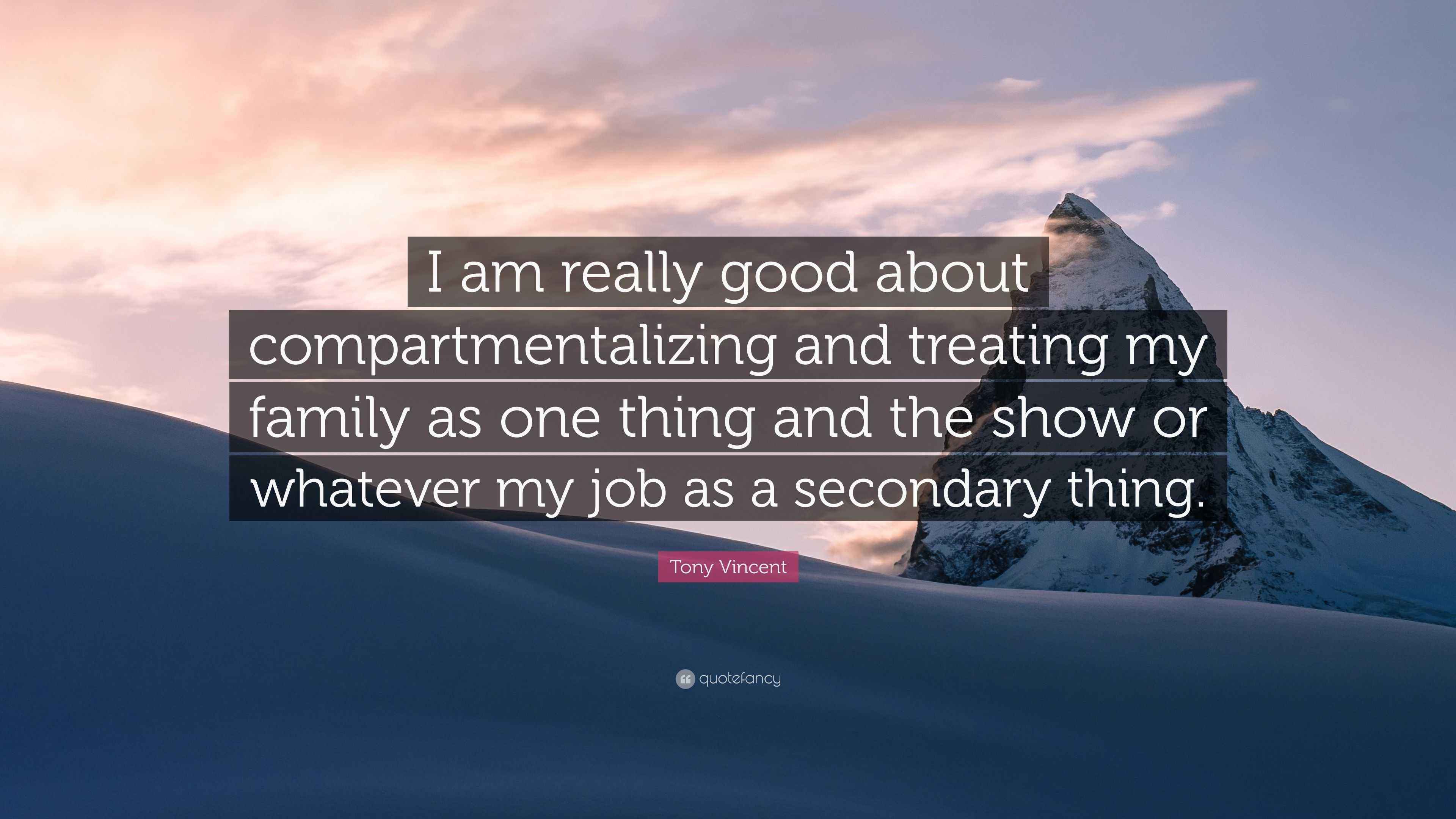 Tony Vincent Quote: “I am really good about compartmentalizing and ...