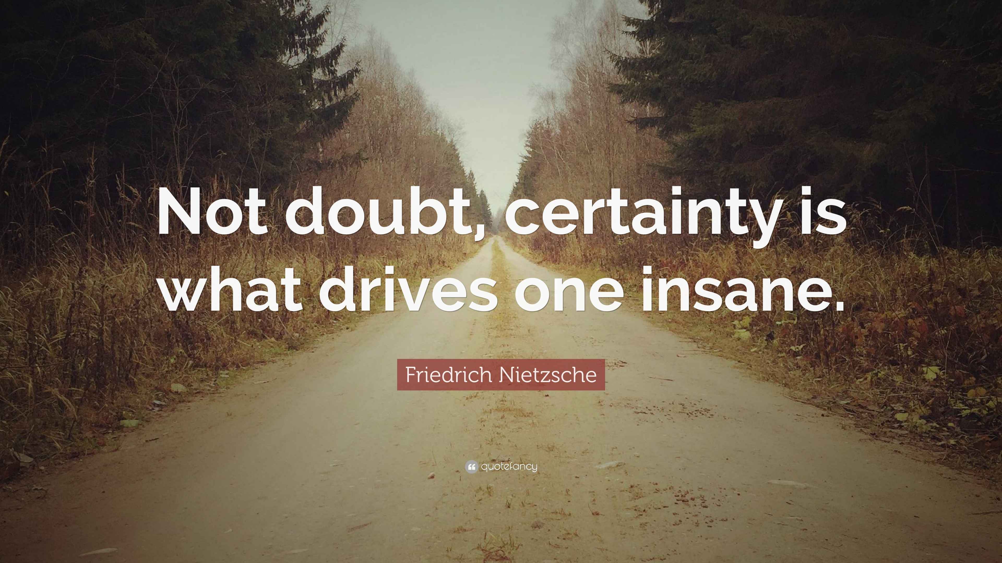 Friedrich Nietzsche Quote: “Not doubt, certainty is what drives one ...