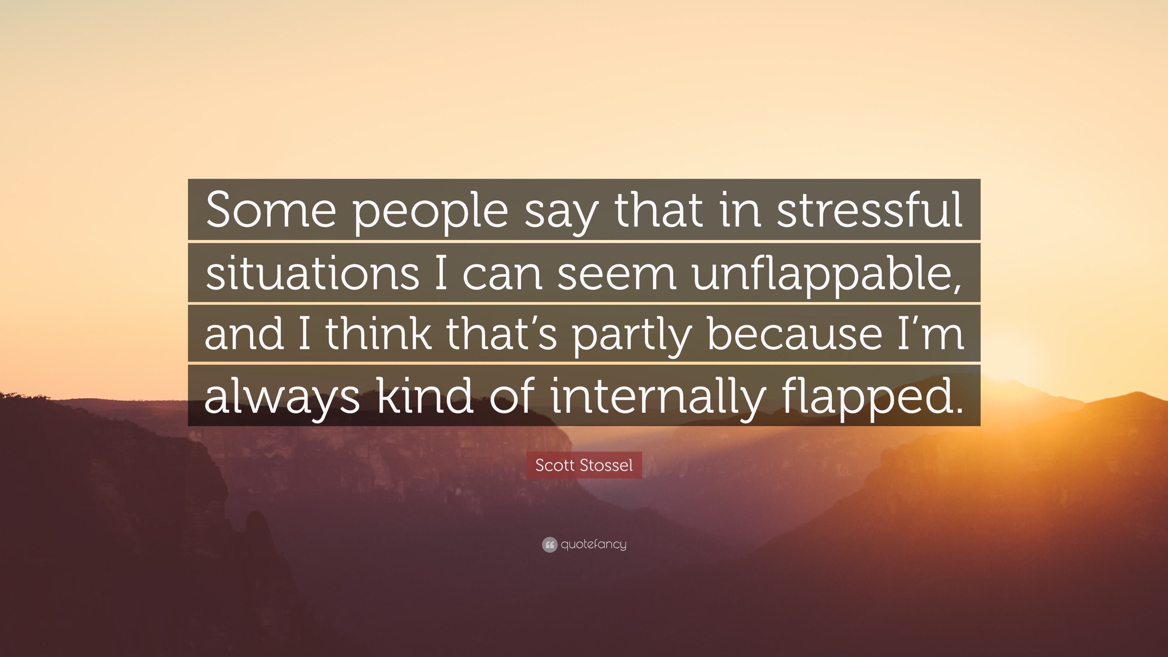 Scott Stossel Quote: “Some people say that in stressful situations I ...