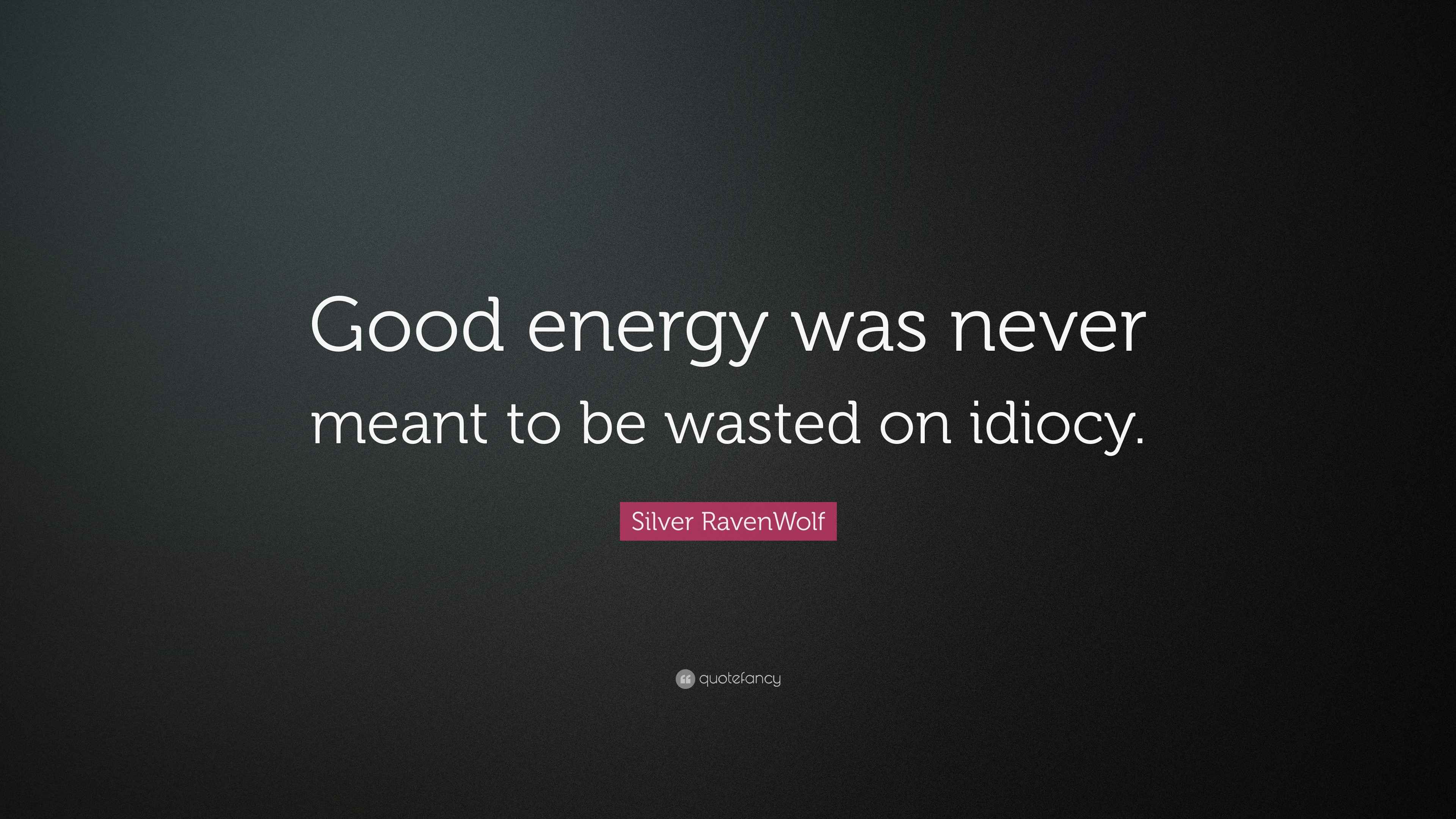 Silver RavenWolf Quote: “Good energy was never meant to be wasted on ...