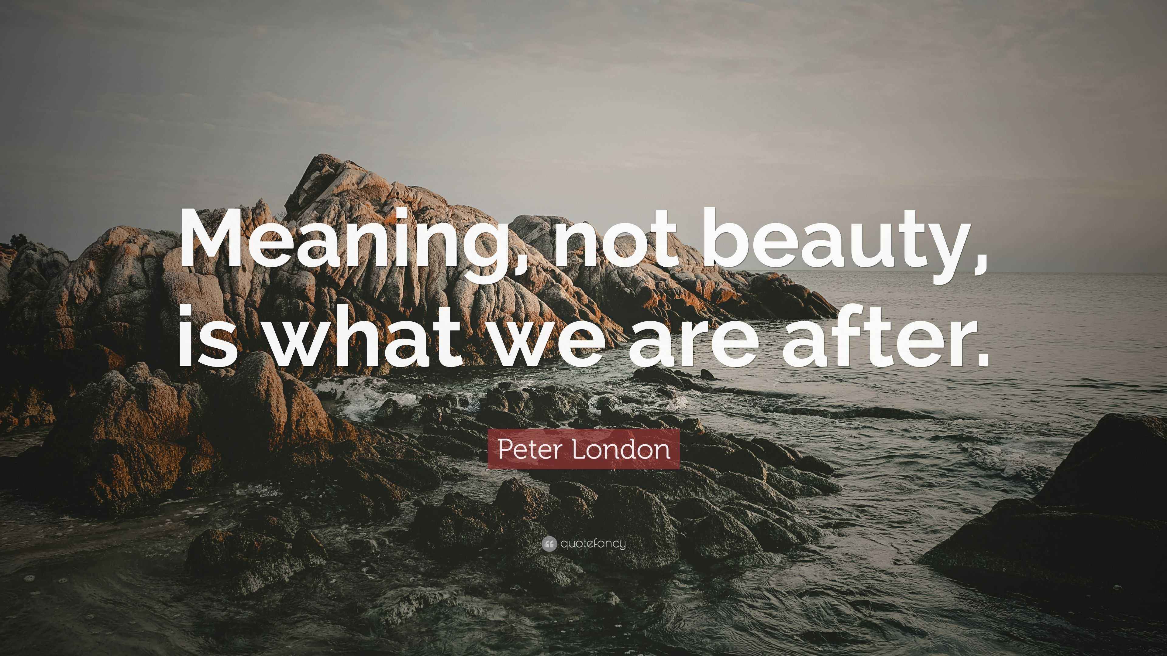 Peter London Quote: “Meaning, not beauty, is what we are after.”