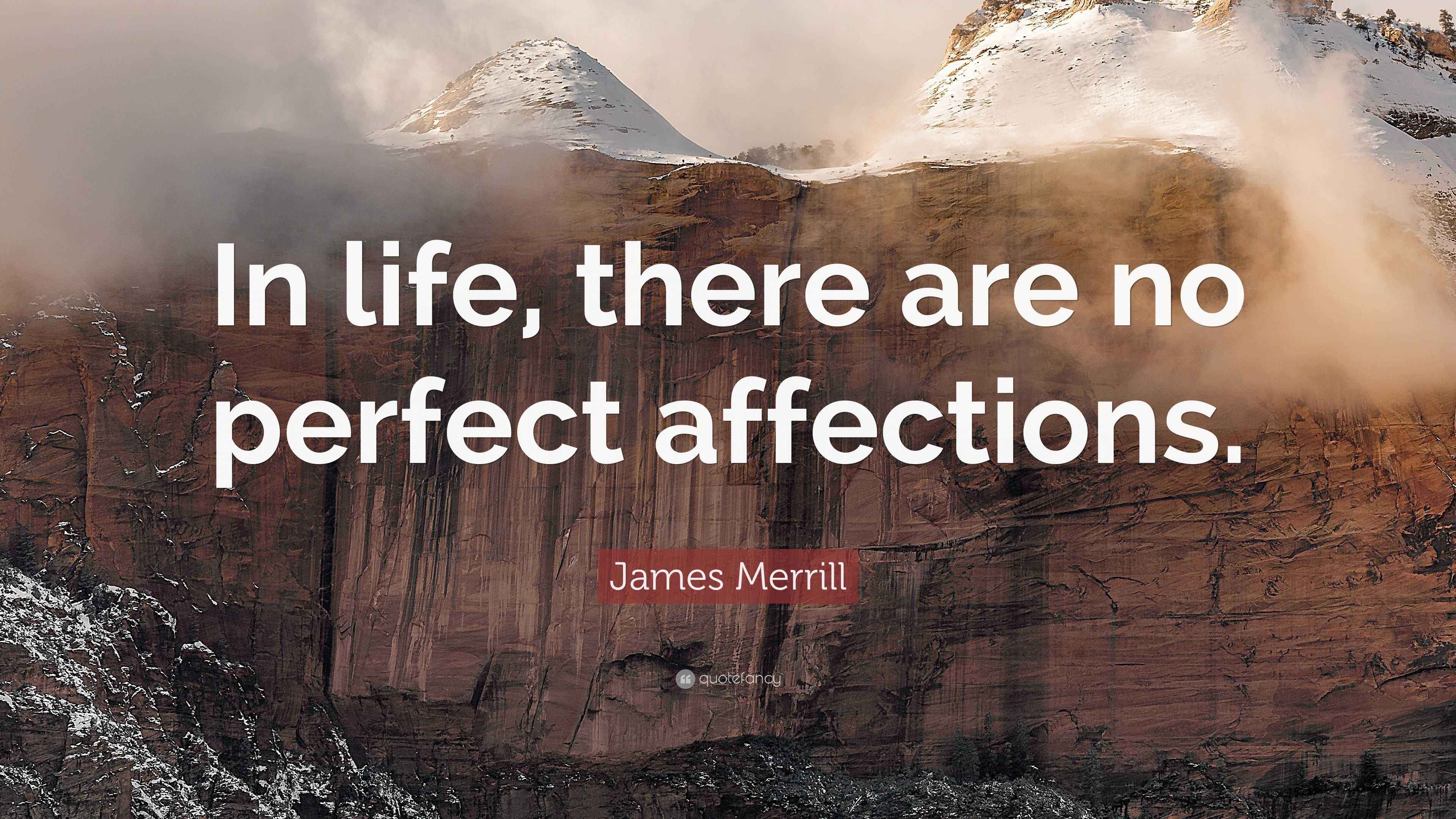 James Merrill Quote: “In life, there are no perfect affections.”