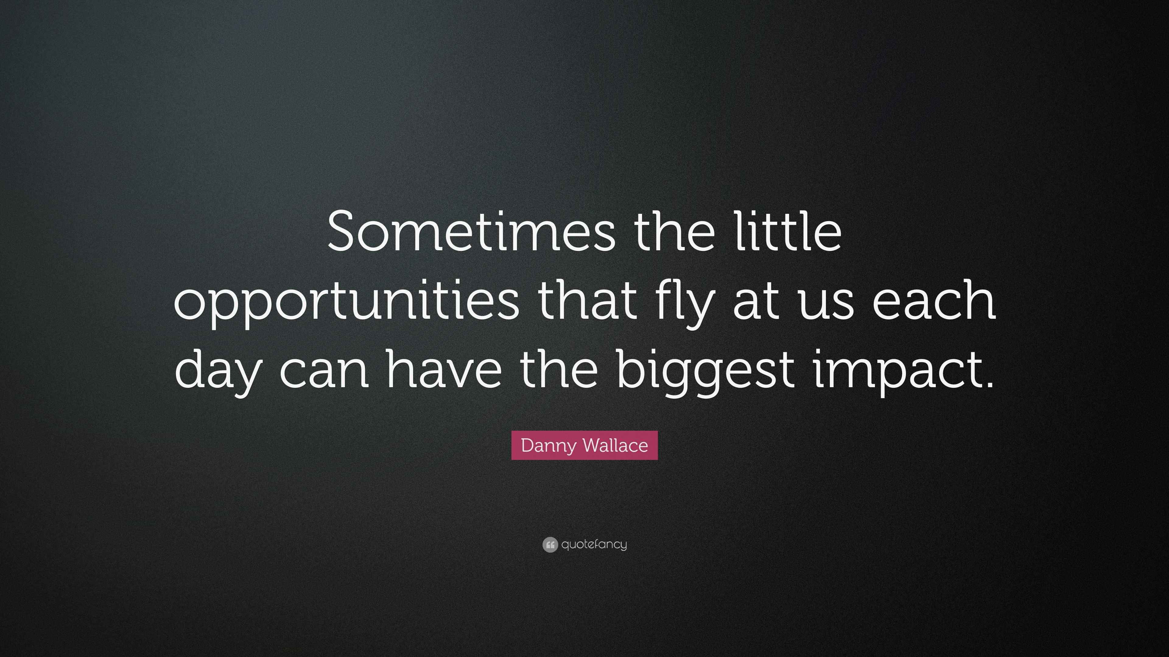 Danny Wallace Quote: “Sometimes the little opportunities that fly at us ...