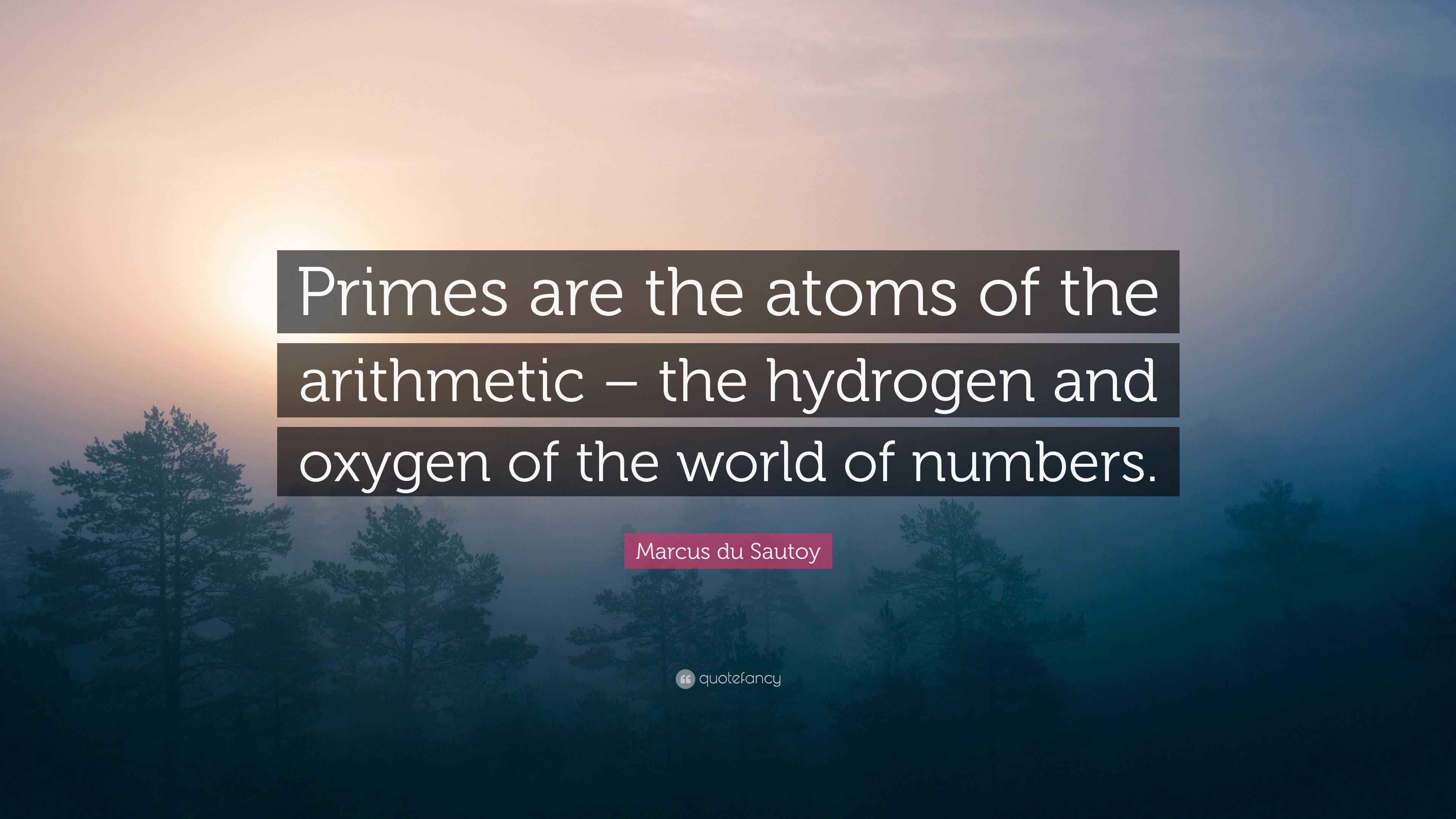 Marcus du Sautoy Quote: “Primes are the atoms of the arithmetic – the ...
