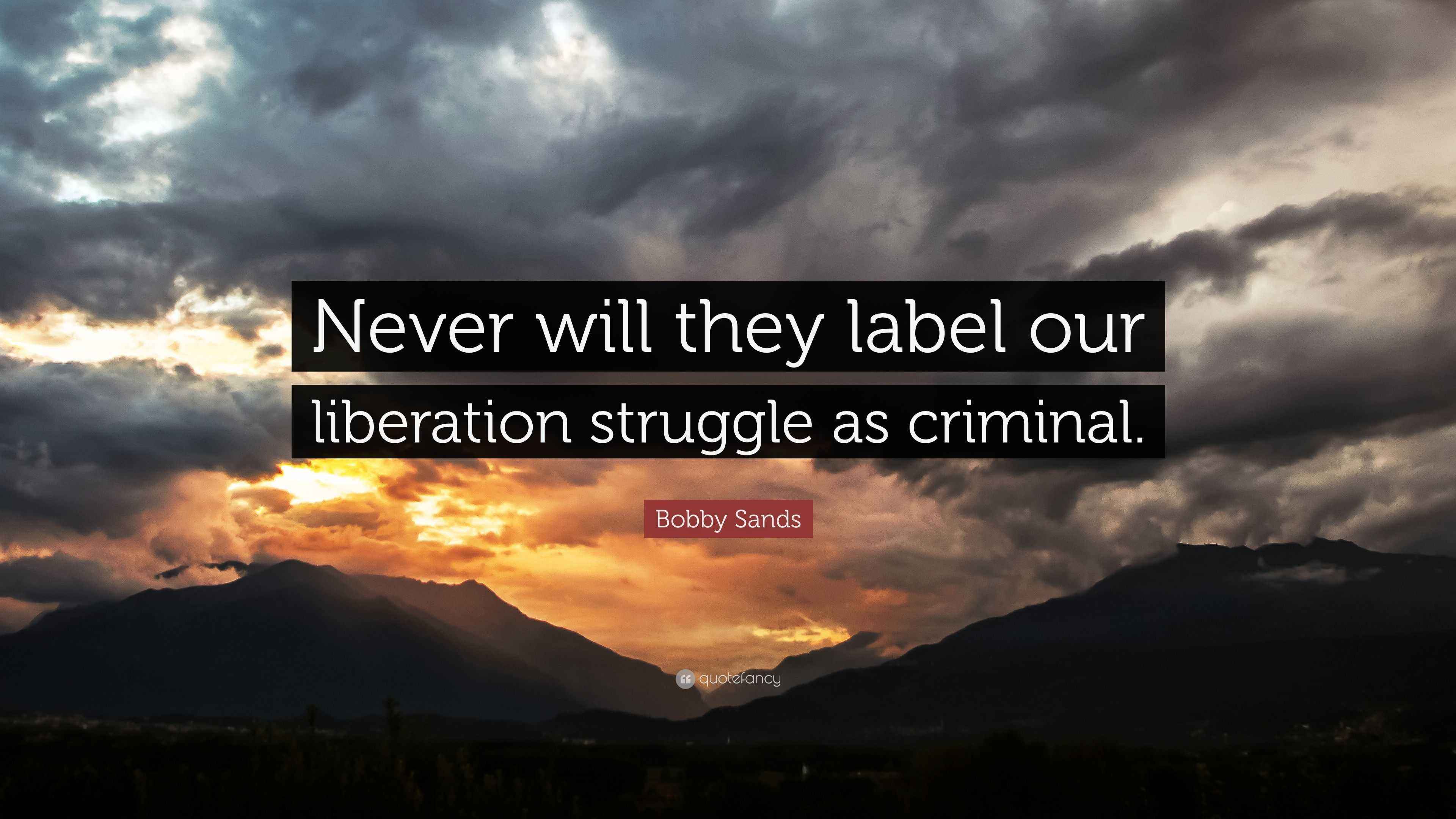 Bobby Sands Quote: “Never will they label our liberation struggle as ...