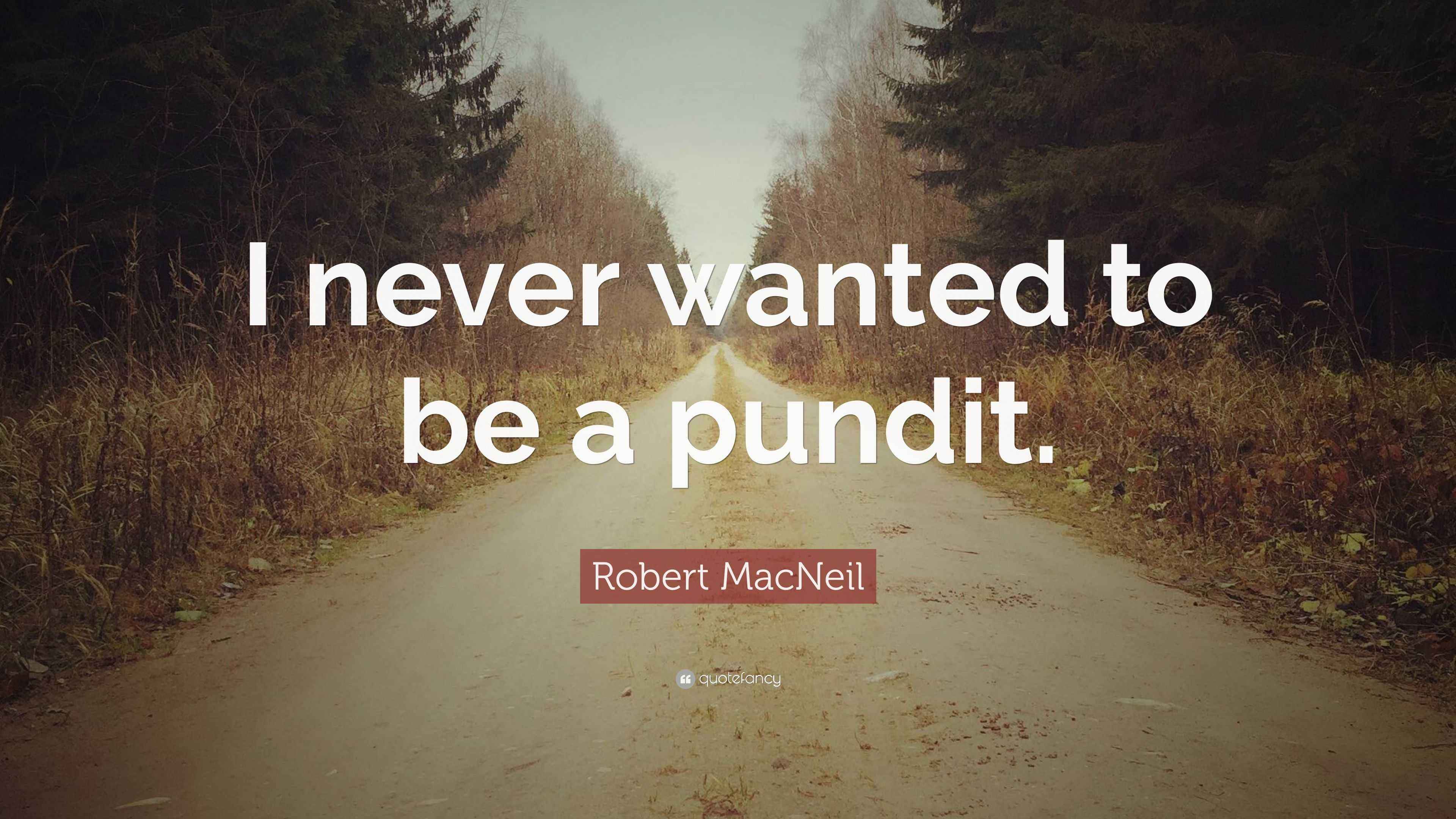 Robert MacNeil Quote: “I never wanted to be a pundit.”