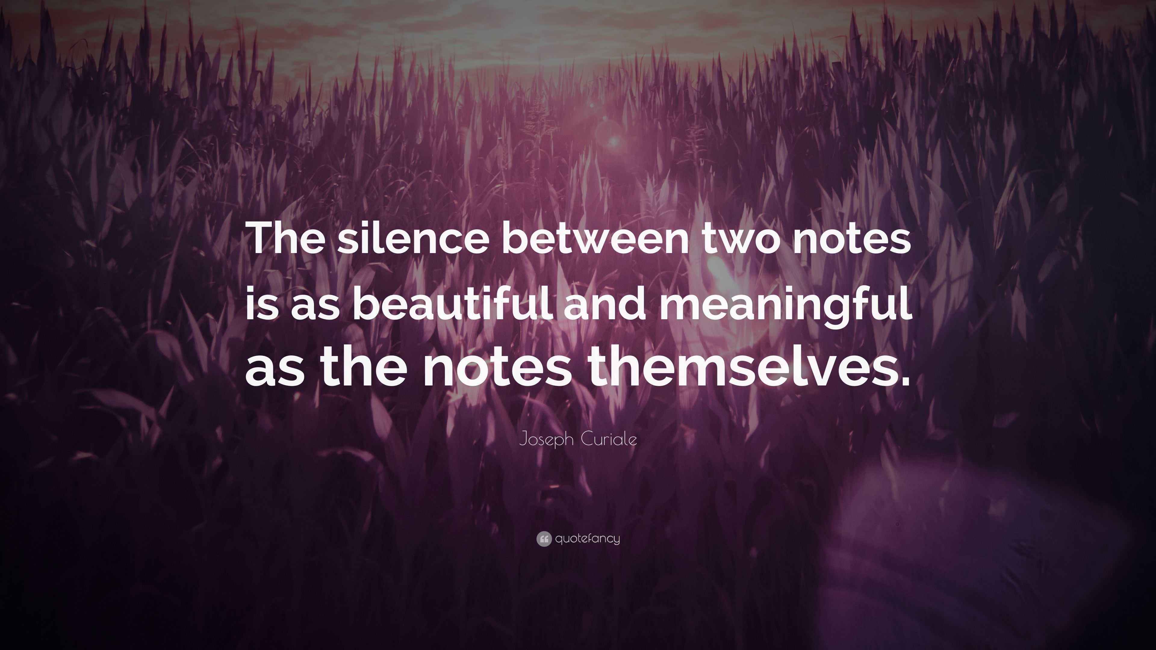 Joseph Curiale Quote: “The silence between two notes is as beautiful ...