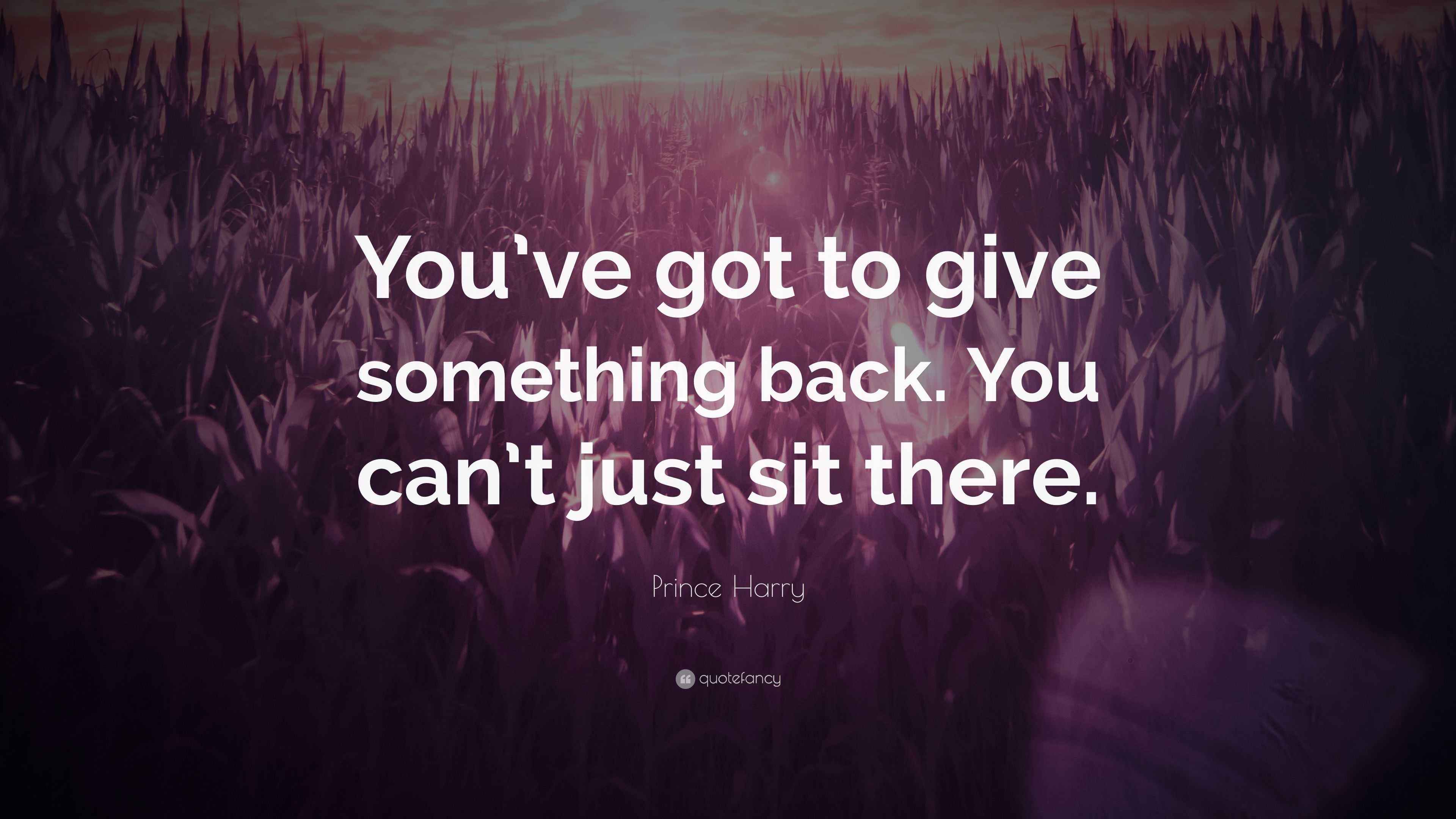 Prince Harry Quote: “You’ve got to give something back. You can’t just ...