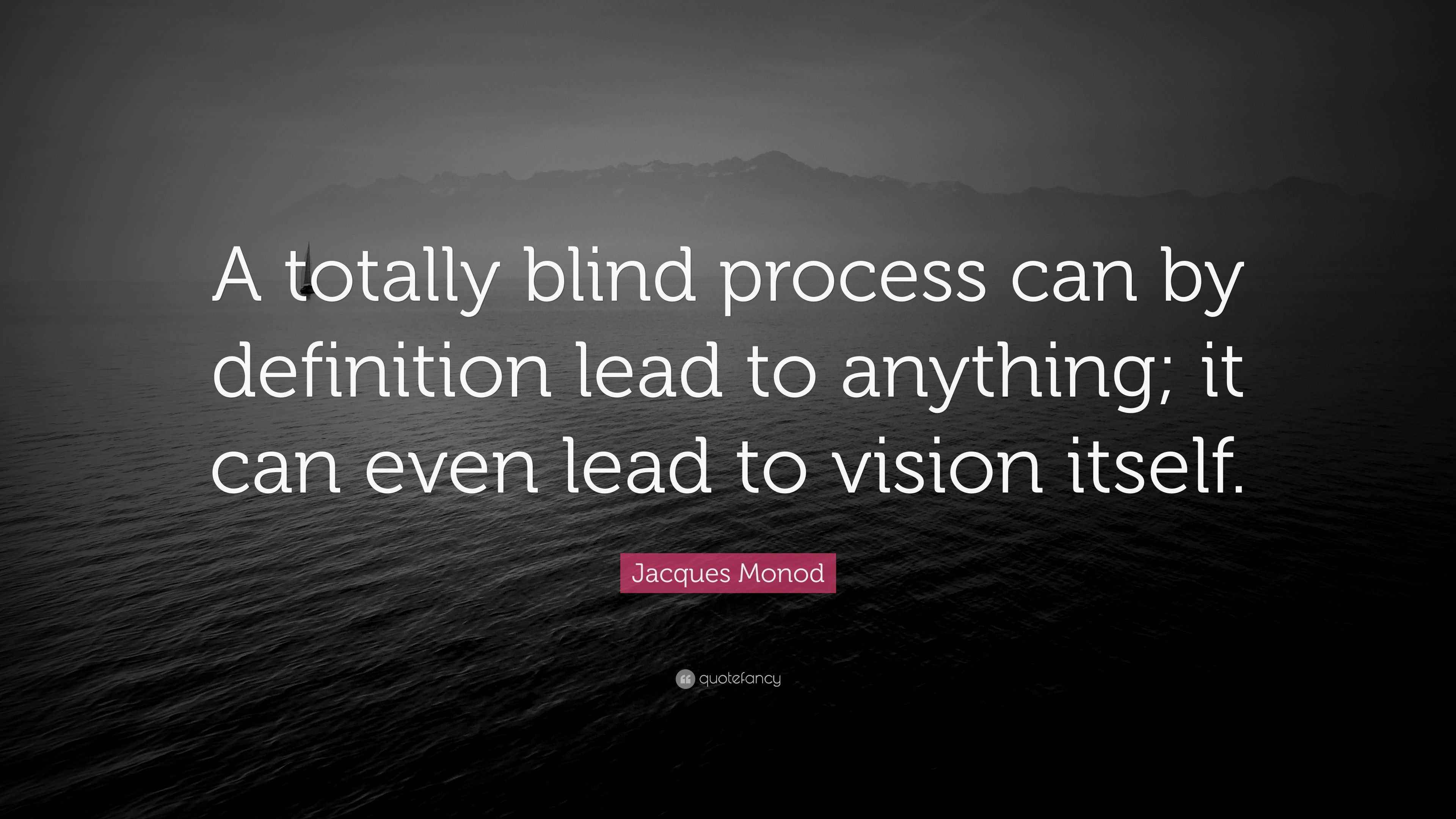Jacques Monod Quote: “A totally blind process can by definition lead to ...