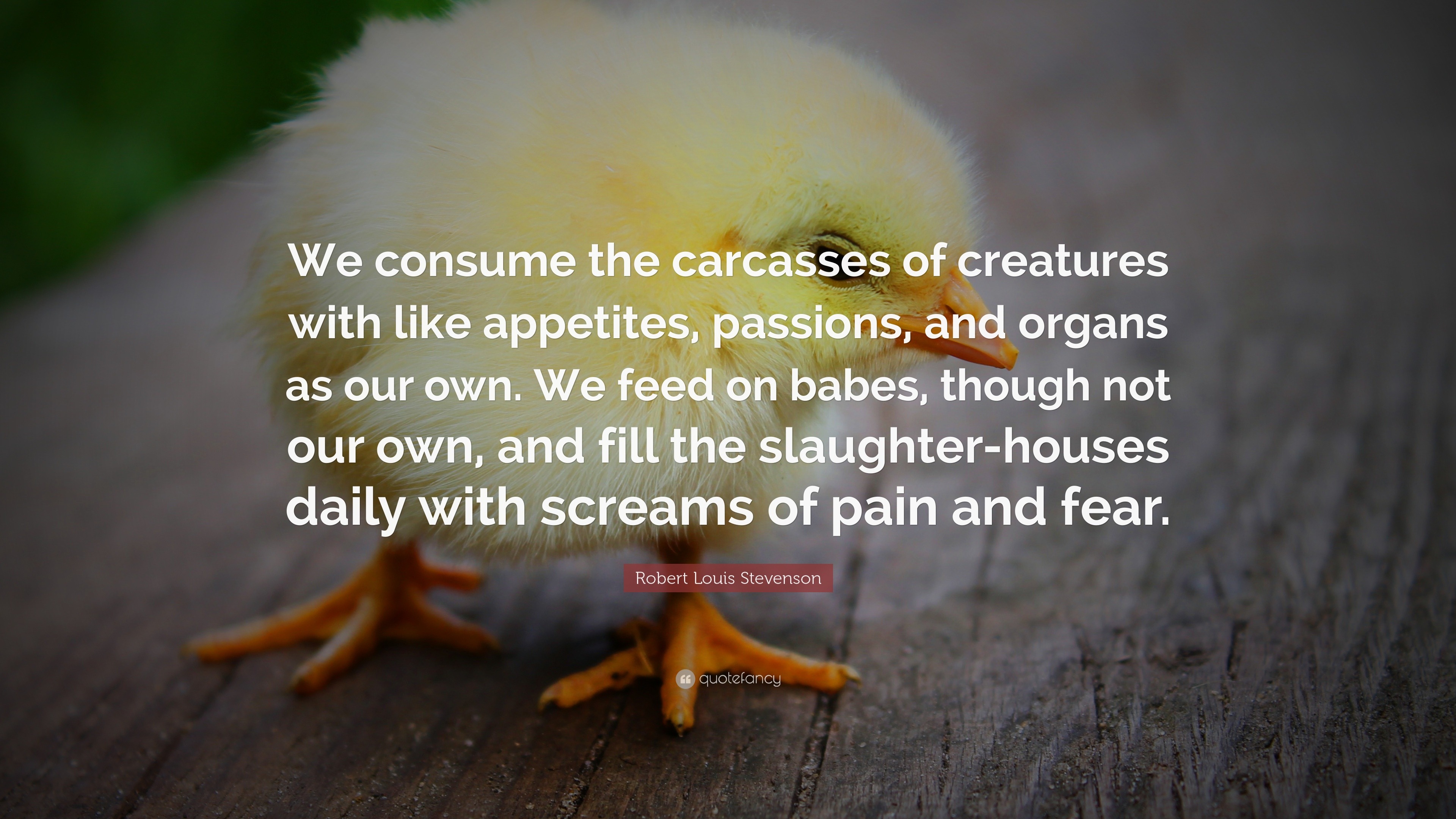 Robert Louis Stevenson Quote: “We consume the carcasses of creatures ...
