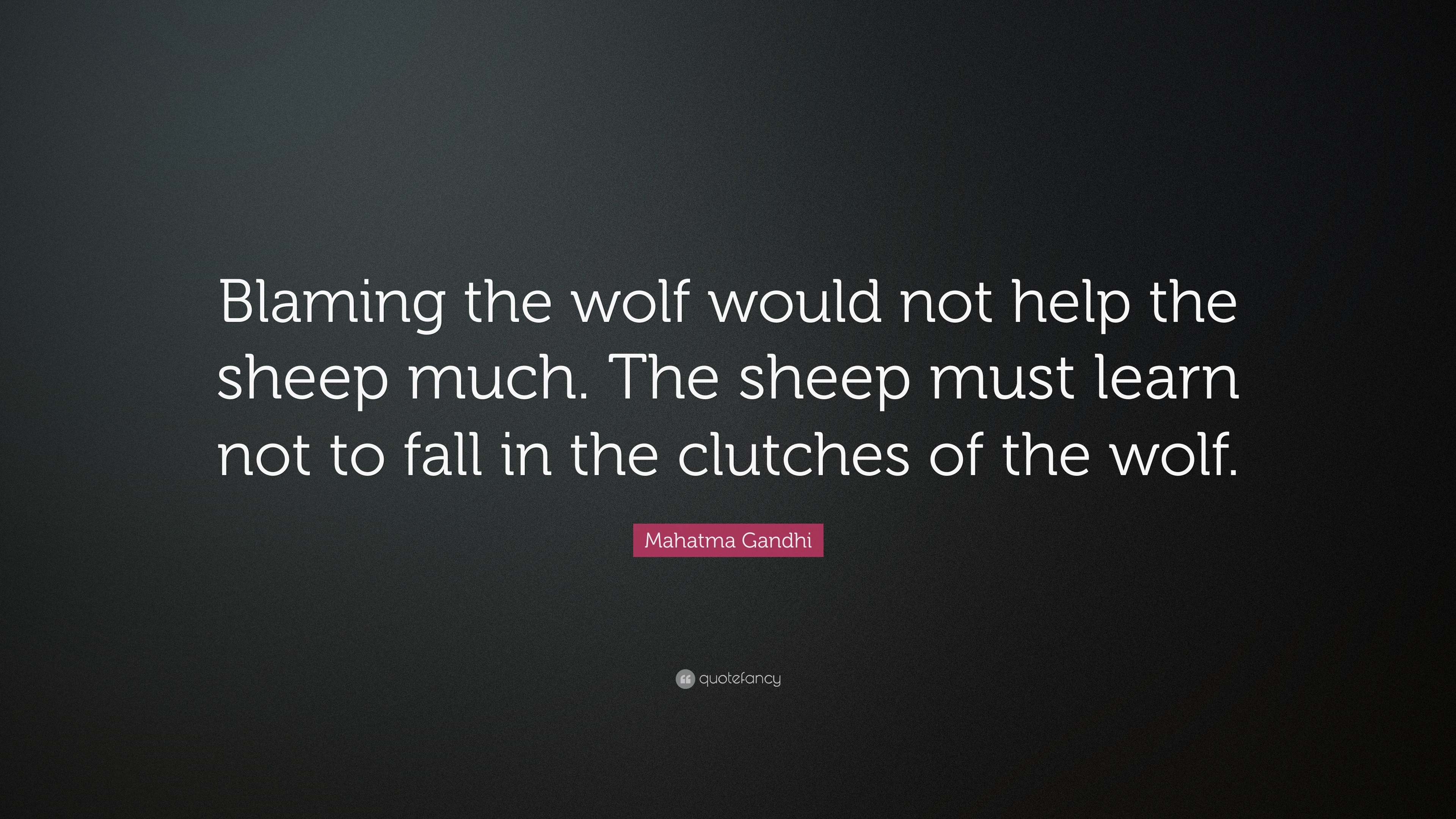 Mahatma Gandhi Quote: “Blaming the wolf would not help the sheep much ...