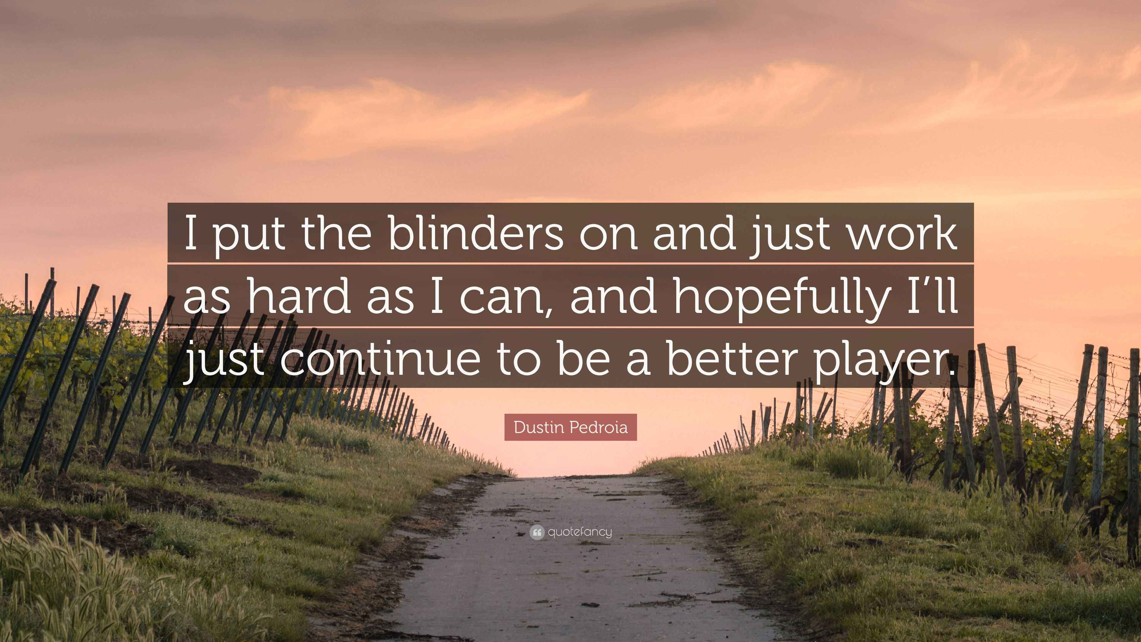 Dustin Pedroia Quote: “I put the blinders on and just work as hard as I ...