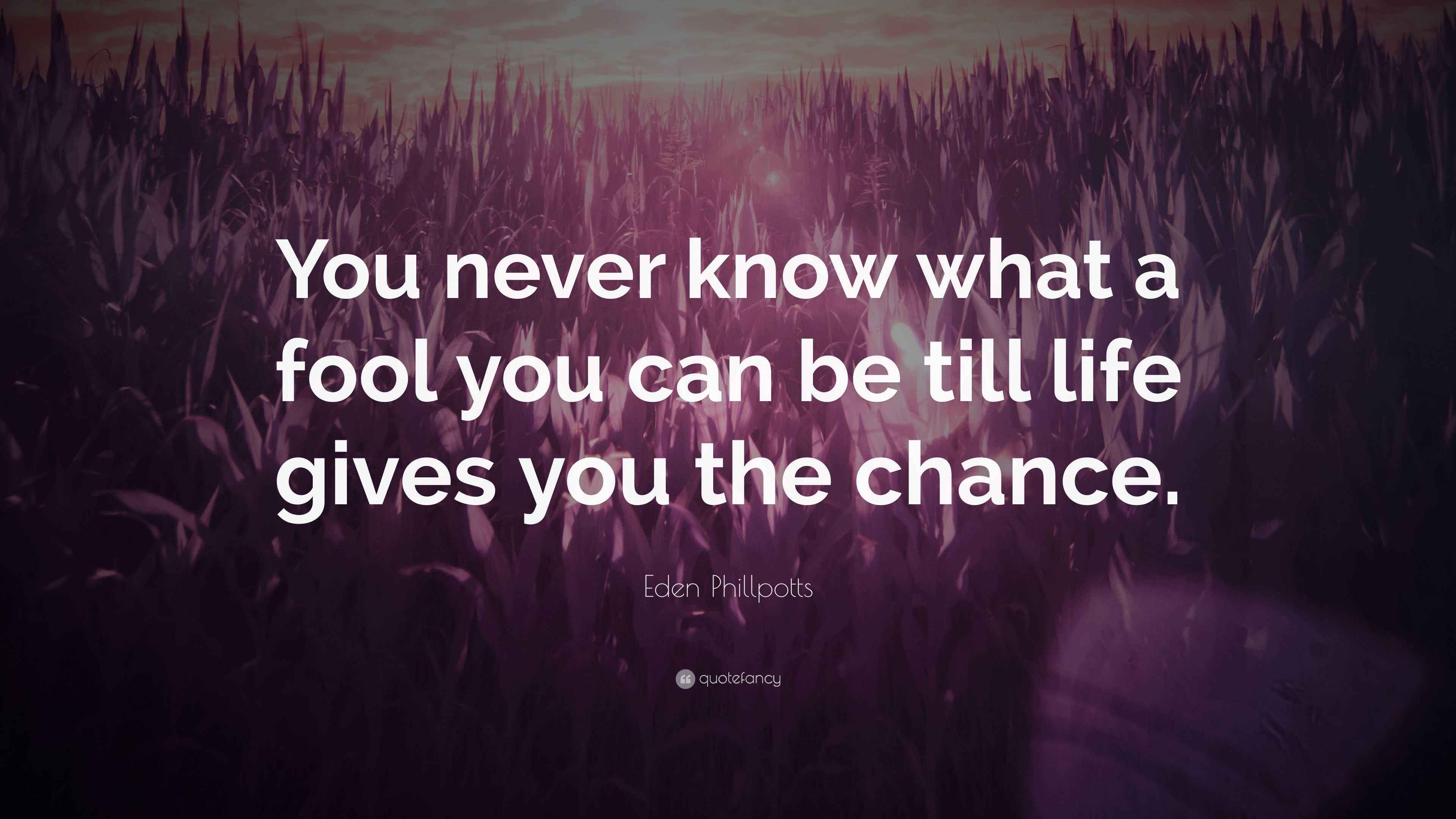 Eden Phillpotts Quote: “You never know what a fool you can be till life ...