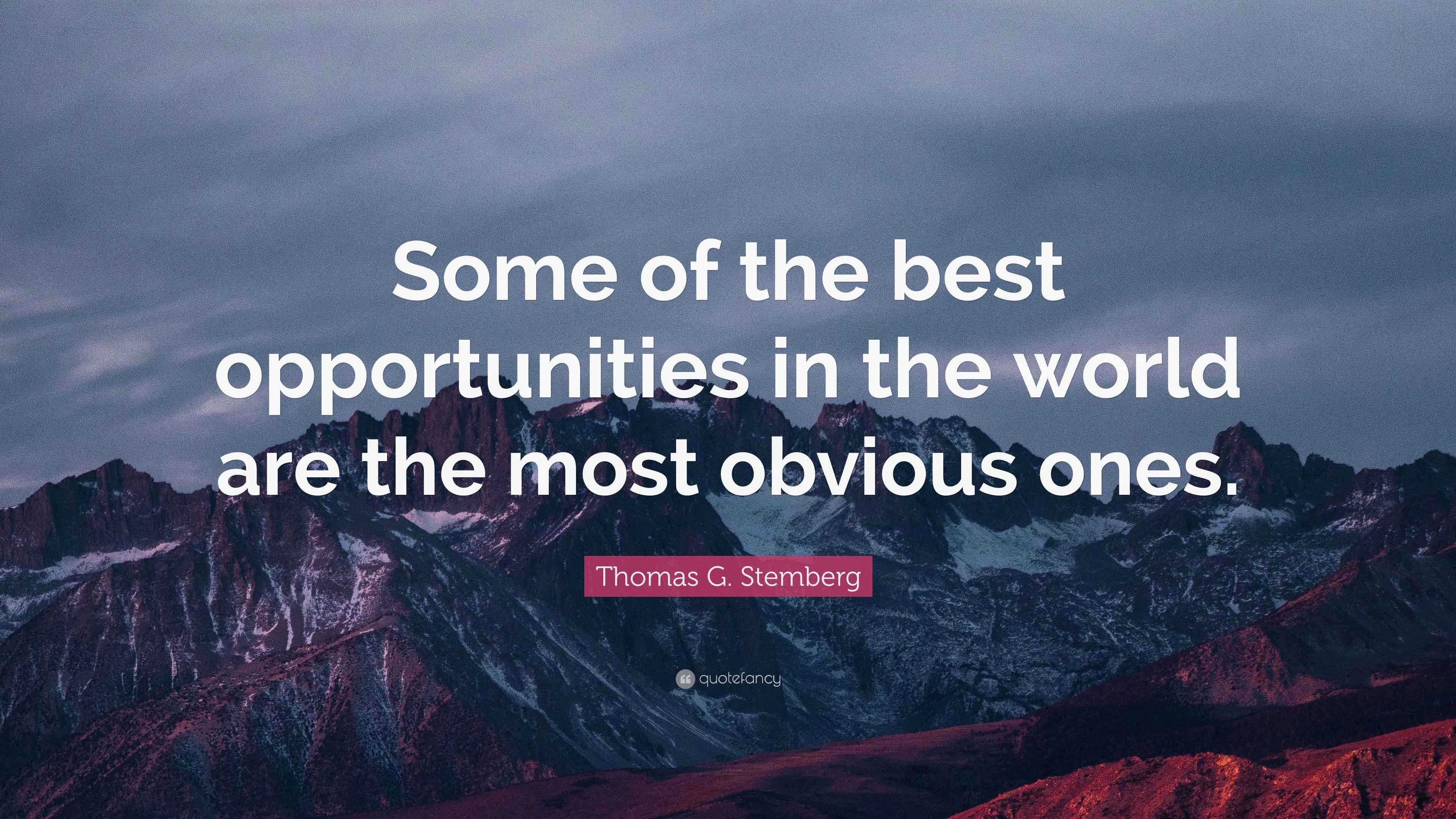 Thomas G. Stemberg Quote: “Some of the best opportunities in the world ...