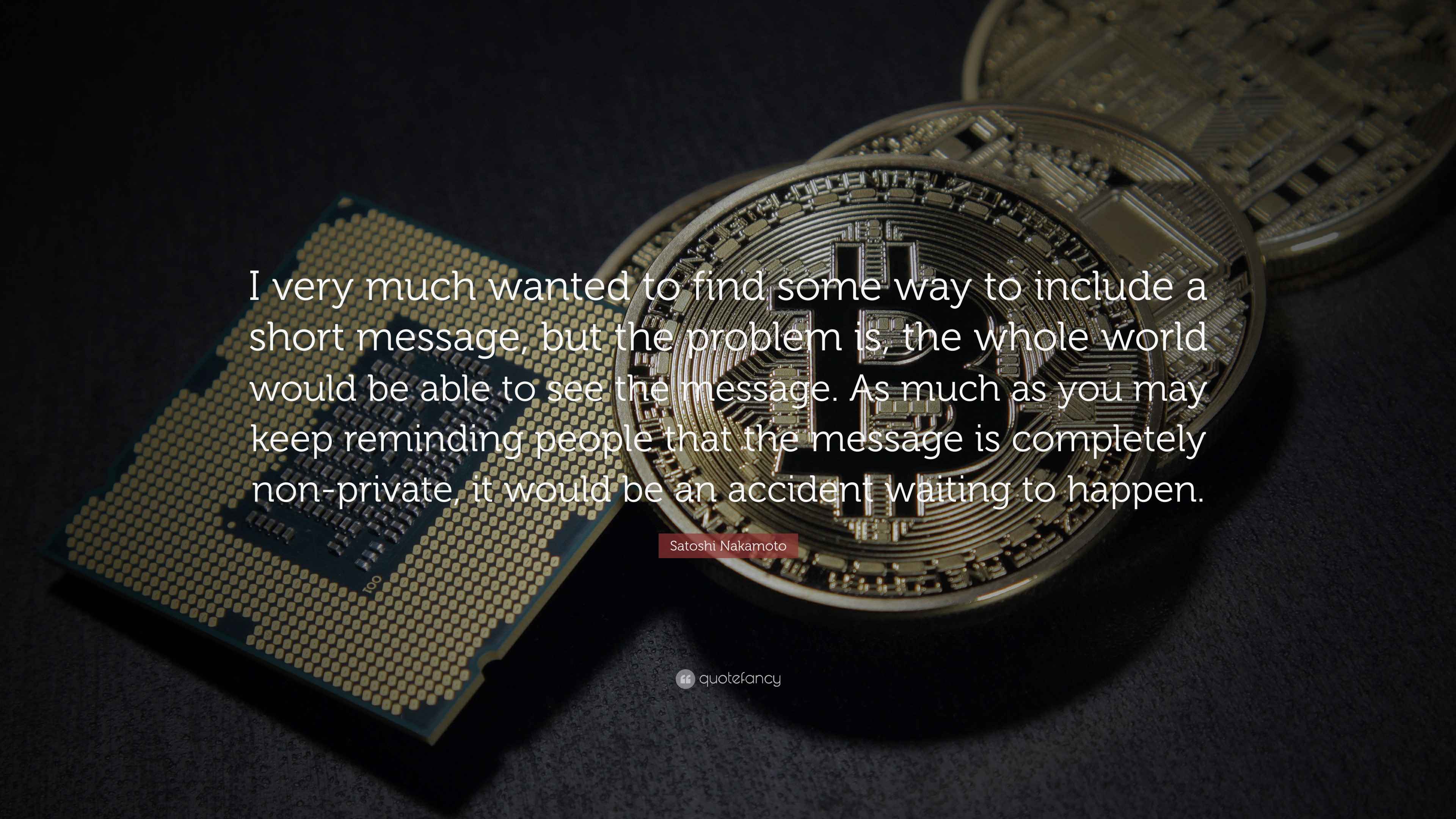 Satoshi Nakamoto Quote: “I very much wanted to find some way to include ...