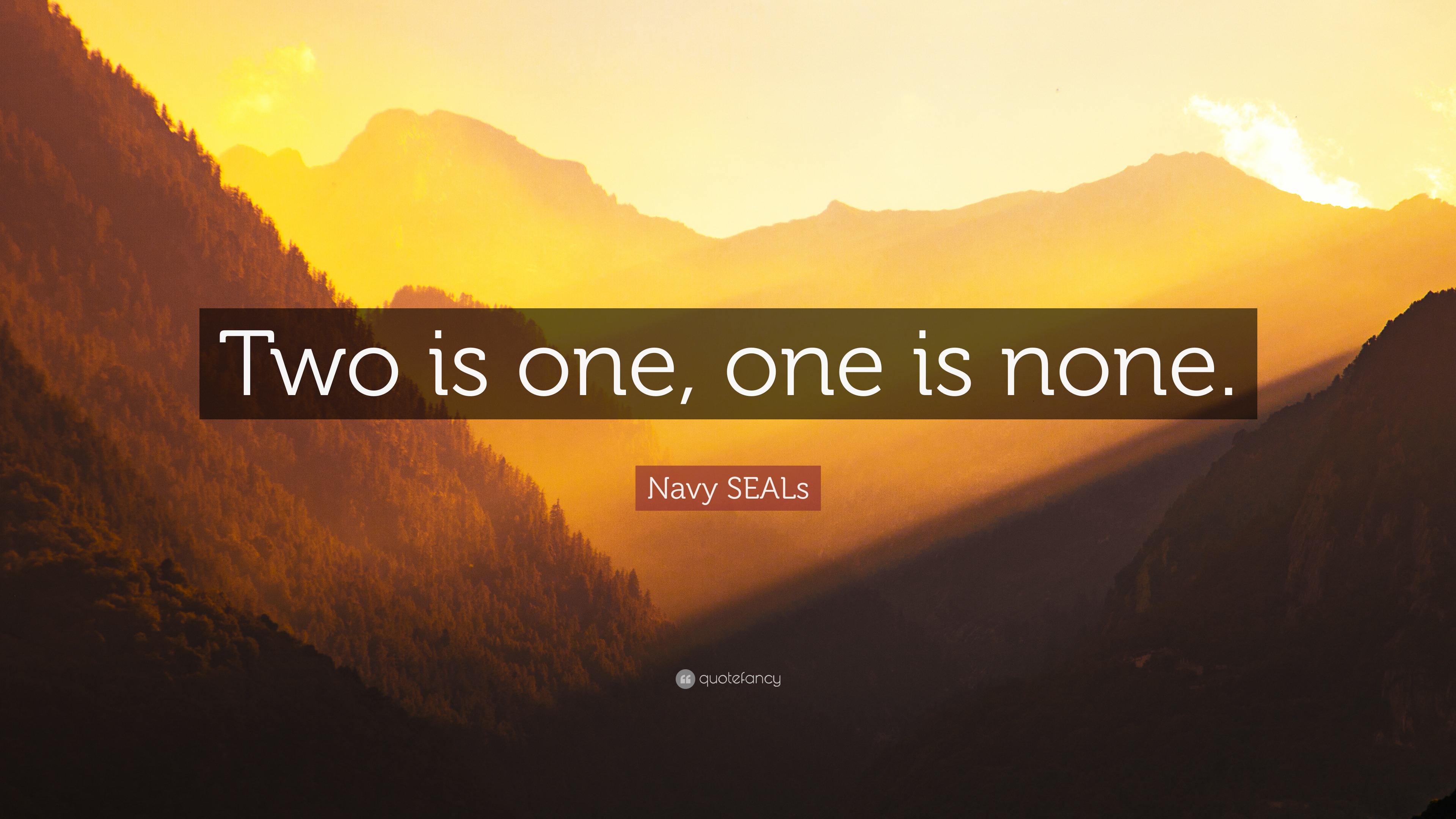Navy SEALs Quote: “Two is one, one is none.”