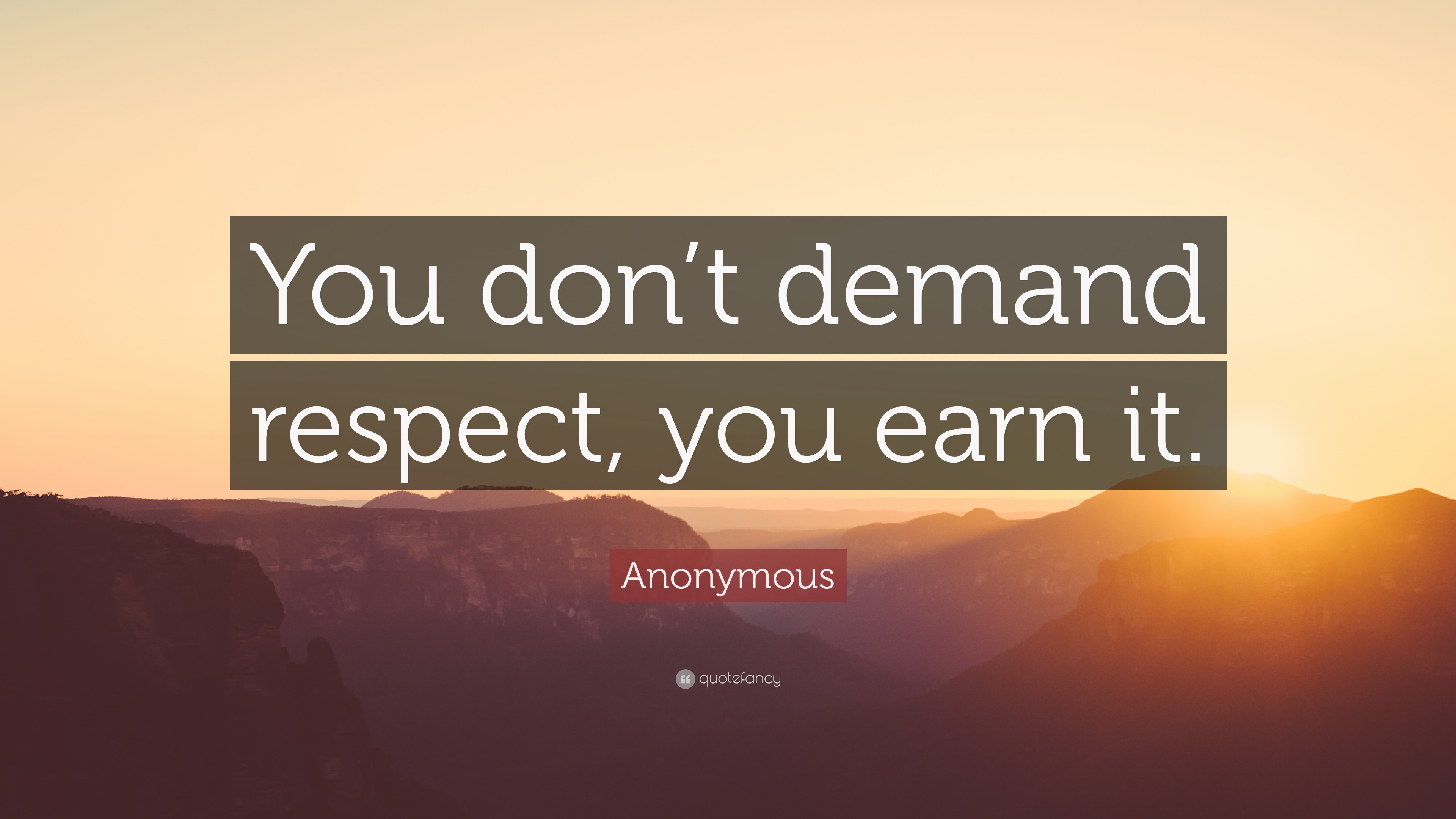 Anonymous Quote: “You don’t demand respect, you earn it.”