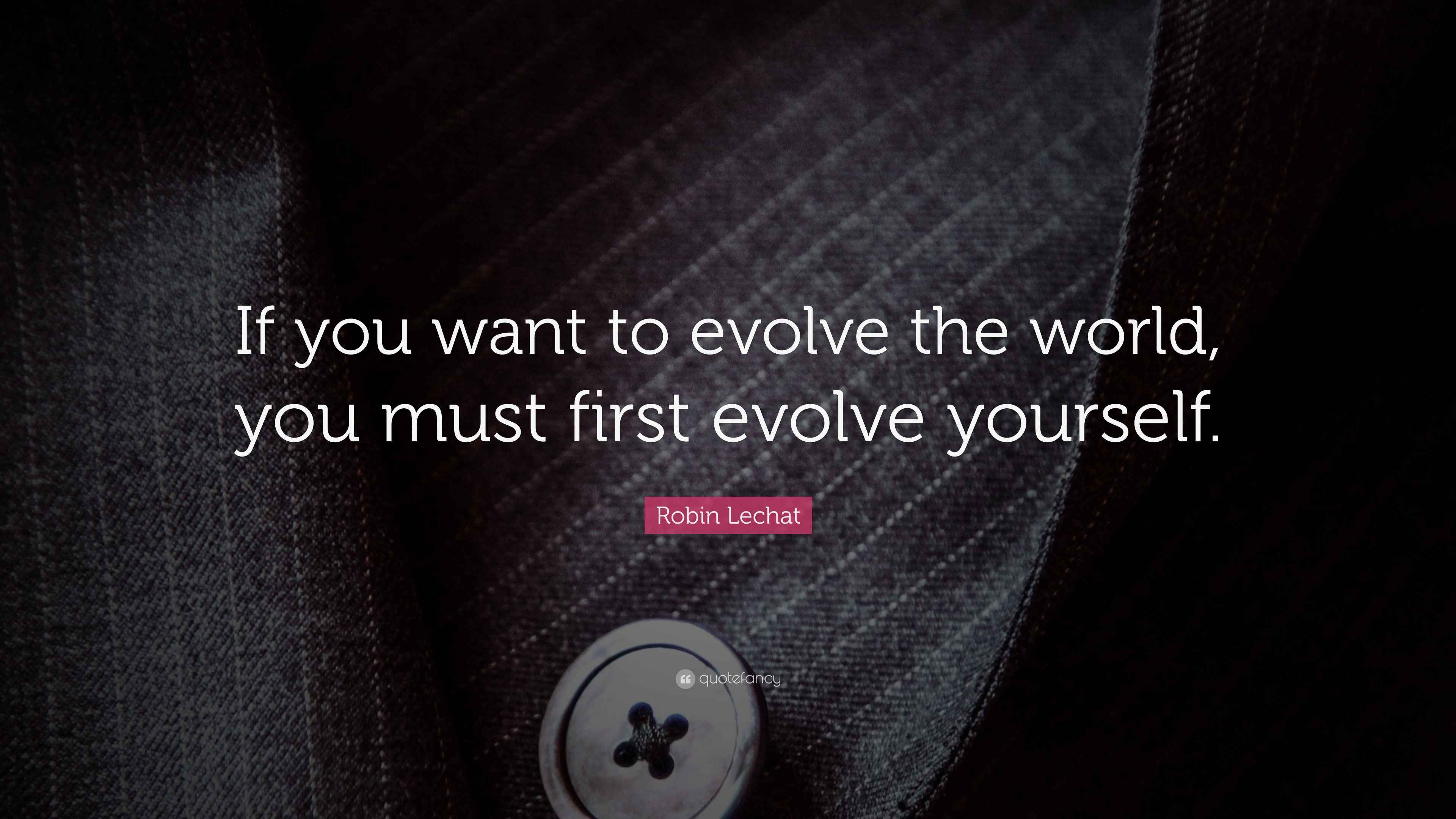 Robin Lechat Quote: “If you want to evolve the world, you must first ...